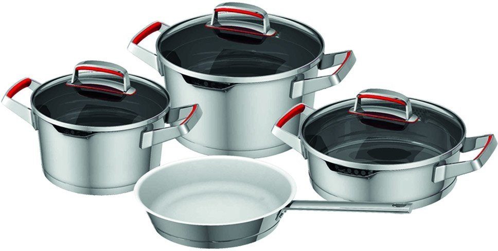 Michelino Topf Set Kochtopfset 7 Teilig Rot Matt 7 Tlg