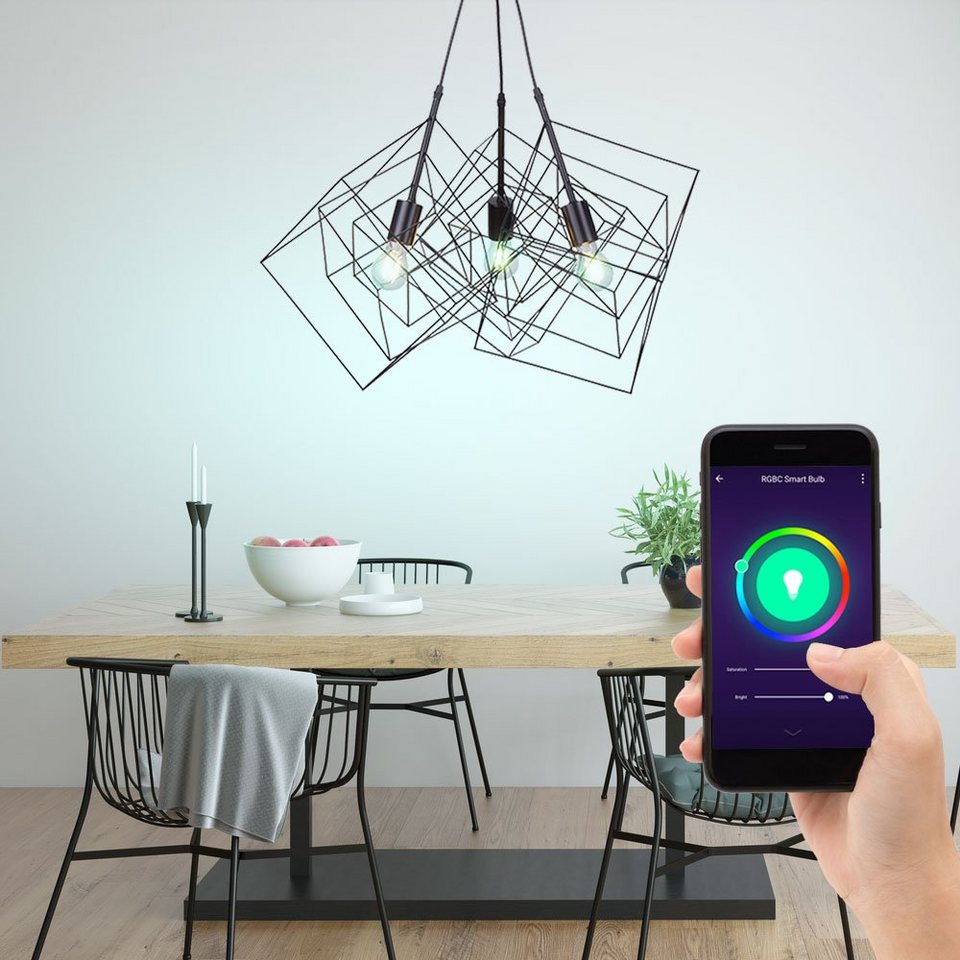 Etc Shop Smarte Led Leuchte Smart Rgb Led Gitter Würfel Hänge Lampe