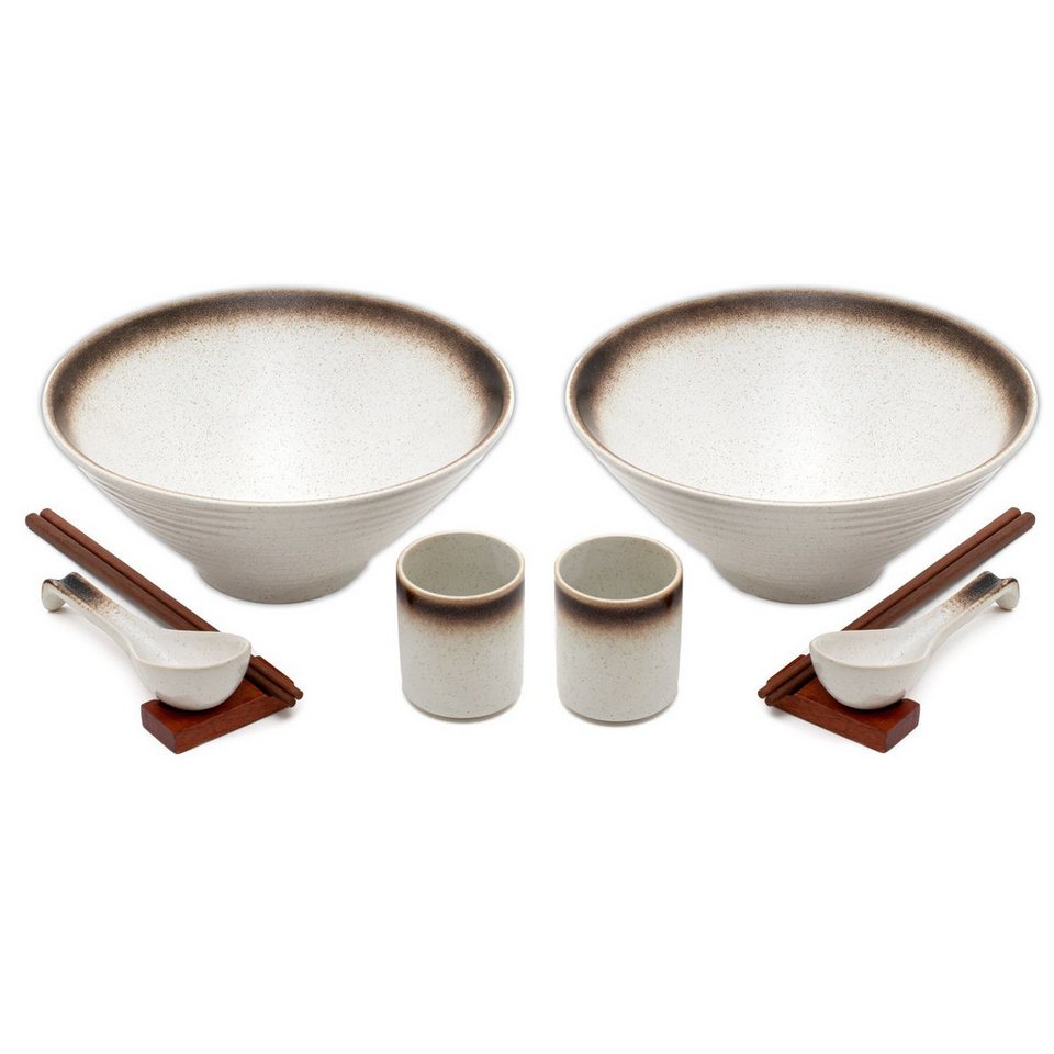 Intirilife Servierschüssel Keramik Set 12 Tlg Ramen Schüssel Set