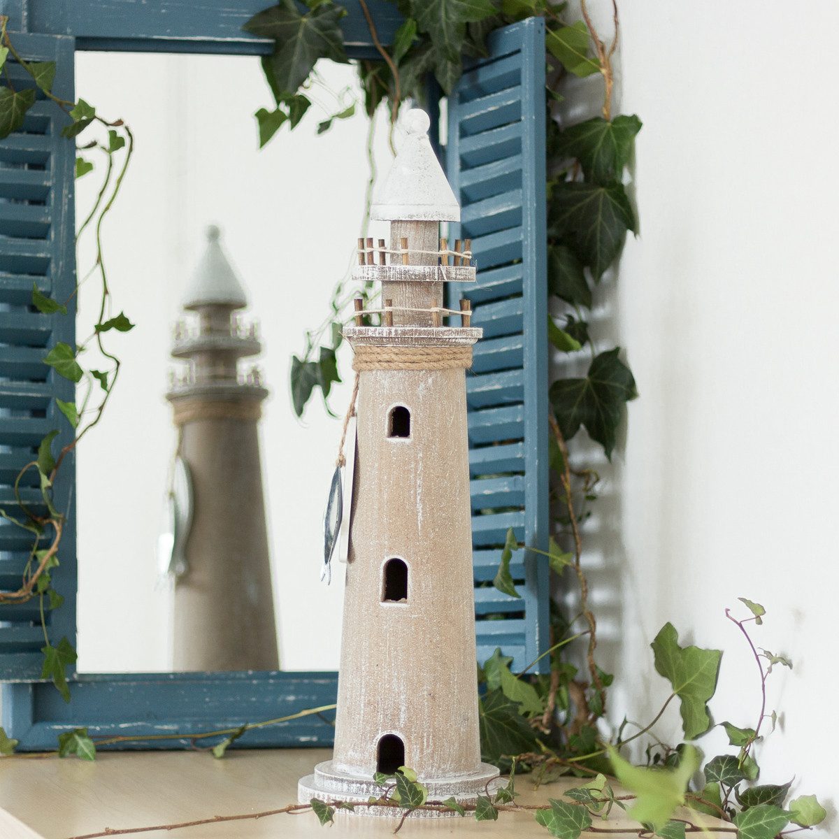 Antikas Wanddekoobjekt Leuchtturm Aus Holz Skulptur Als Maritime Deko