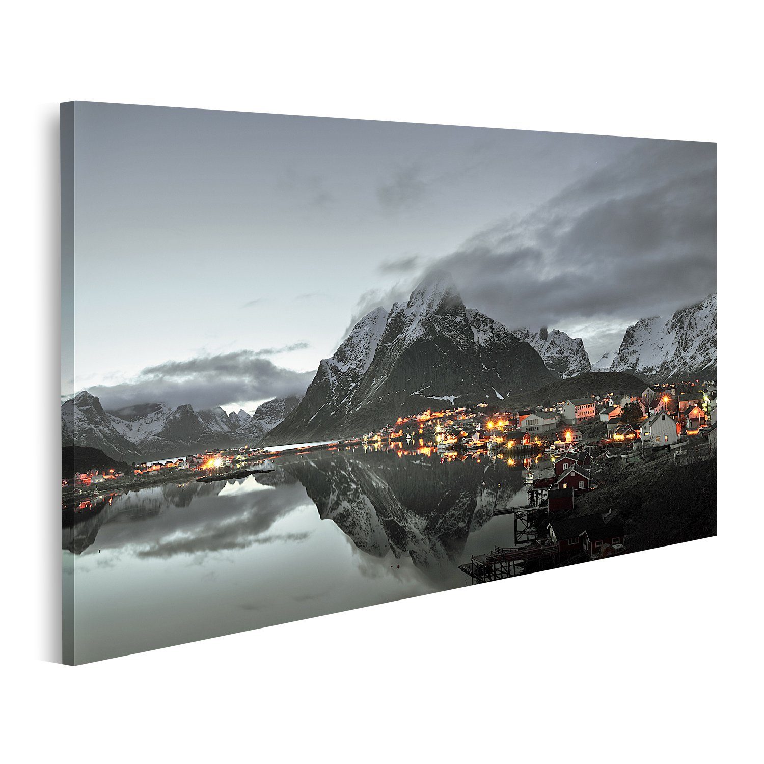 islandburner Leinwandbild Bild auf Leinwand Sonnenuntergang In Reine Village Lofoten Norwegen W