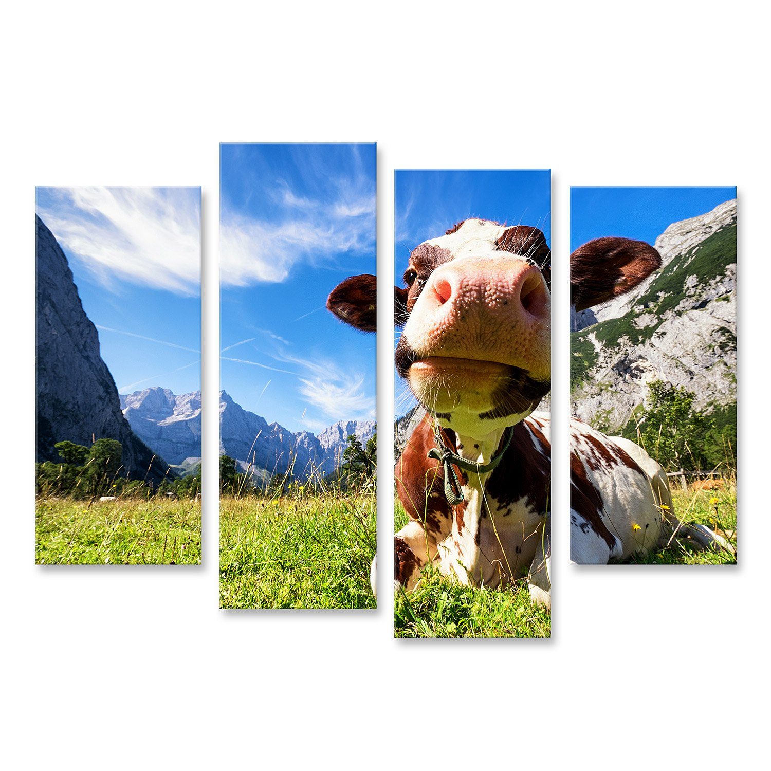 islandburner Leinwandbild »Bild auf Leinwand Kühe Auf Das Karwendelgebirge In Österreich ...