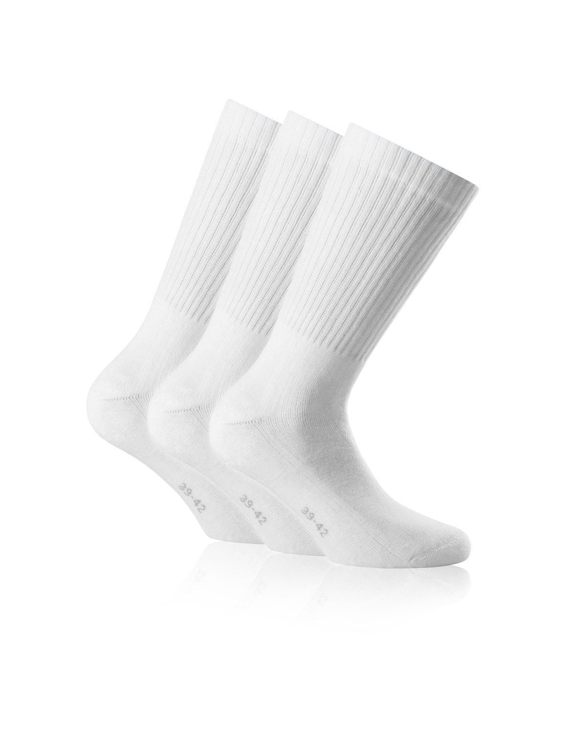 Rohner Socks Tennissocken Crew Basic (superweich) weiss - 3 Paar