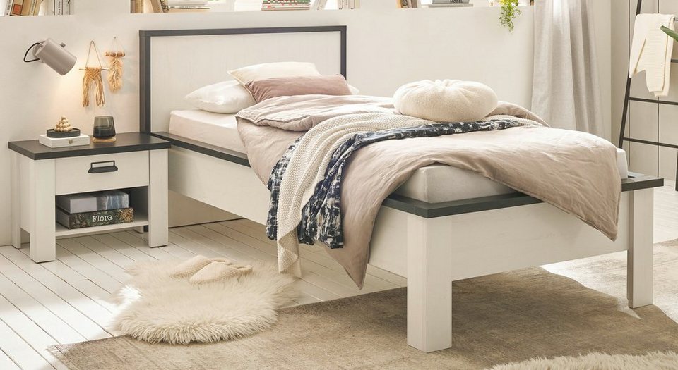 Furndesign Bettanlage Stove Schlafzimmer Set In Pinie Weiß 2 Tlg