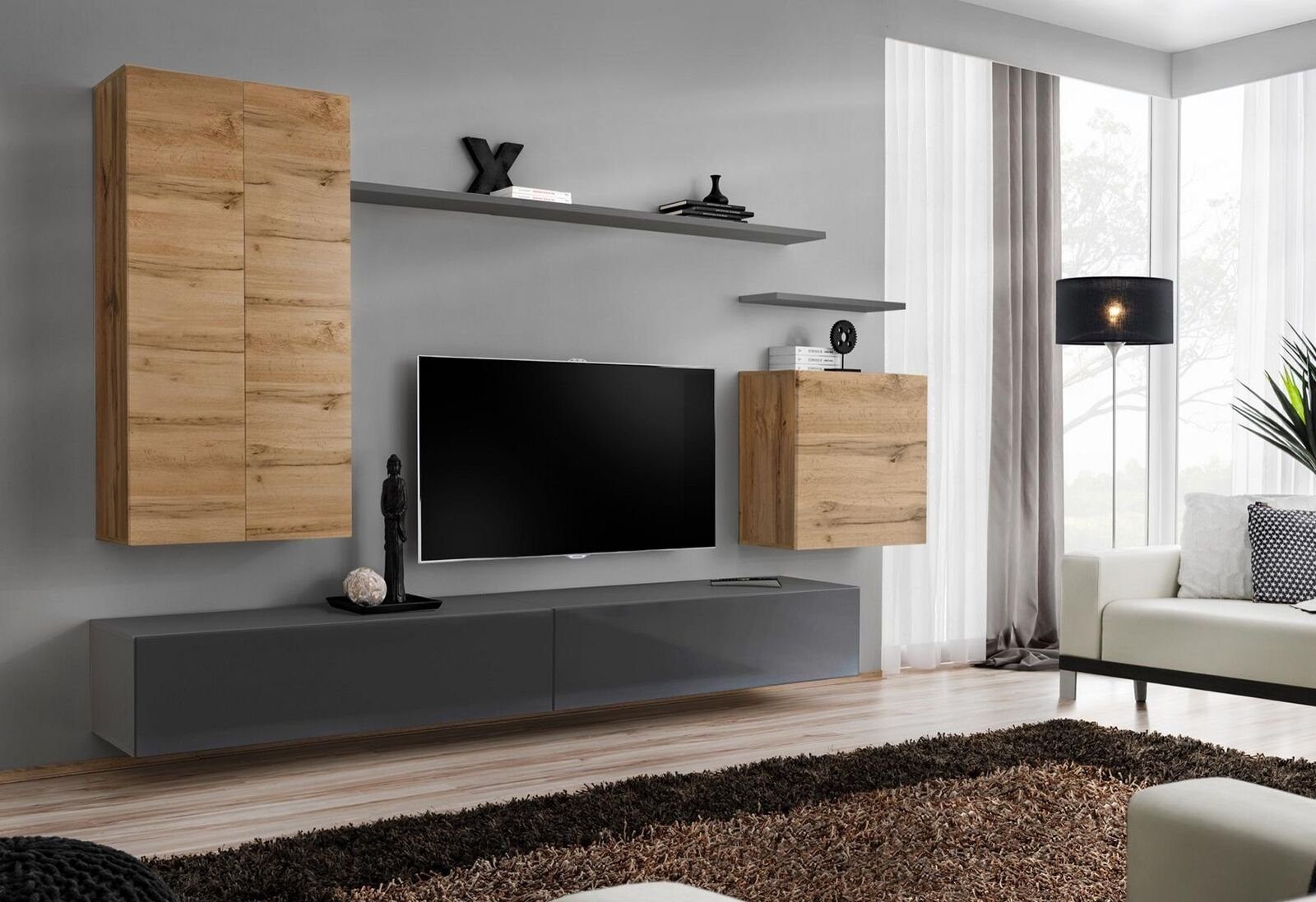 Jvmoebel Wohnzimmer Set Modern Wohnwand Hänge Schrank Rtv Wohnzimmer