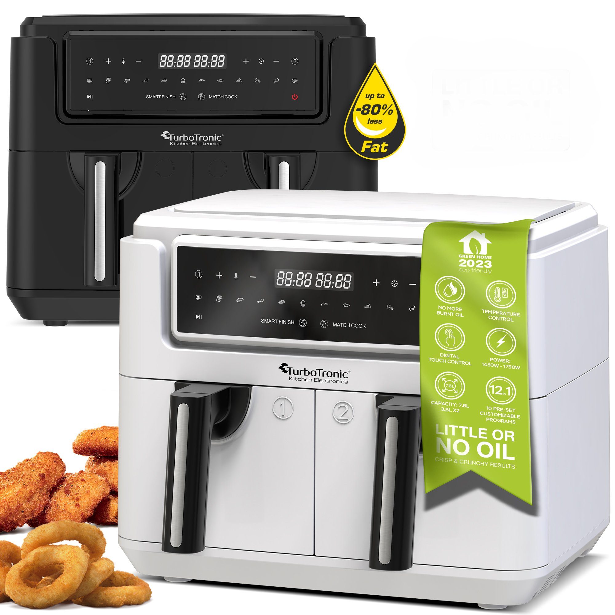 Turbotronic By Z Line Heißluftfritteuse Xxl Doppel Airfryer 1750w 76l