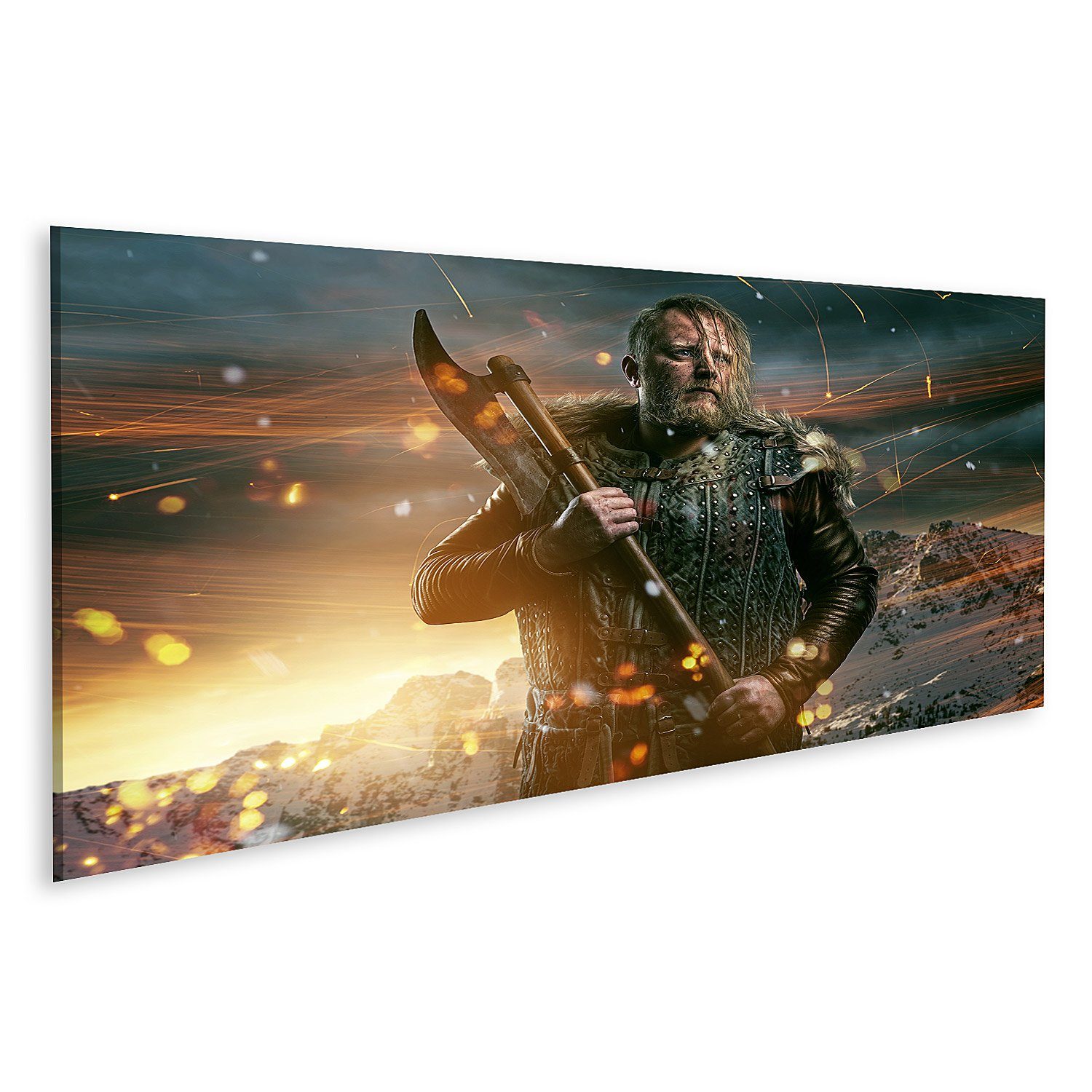 islandburner Leinwandbild Bild auf Leinwand Wikinger während eines Kampfes Wandbild Poster Kunst