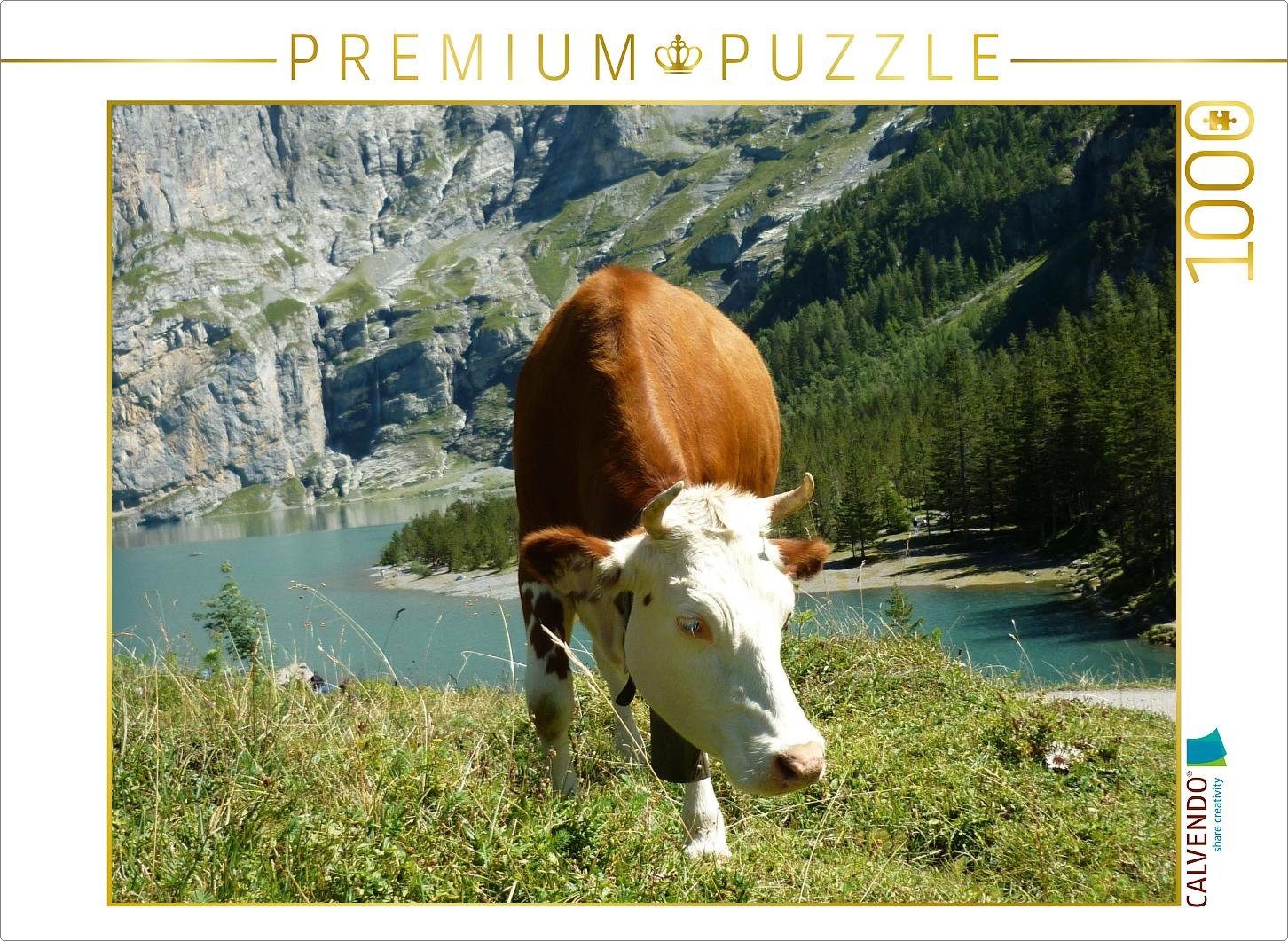 CALVENDO Puzzle CALVENDO Puzzle Kuh vorm Öschinensee 1000 Teile Lege-Größe 64 x 48 cm Foto ...