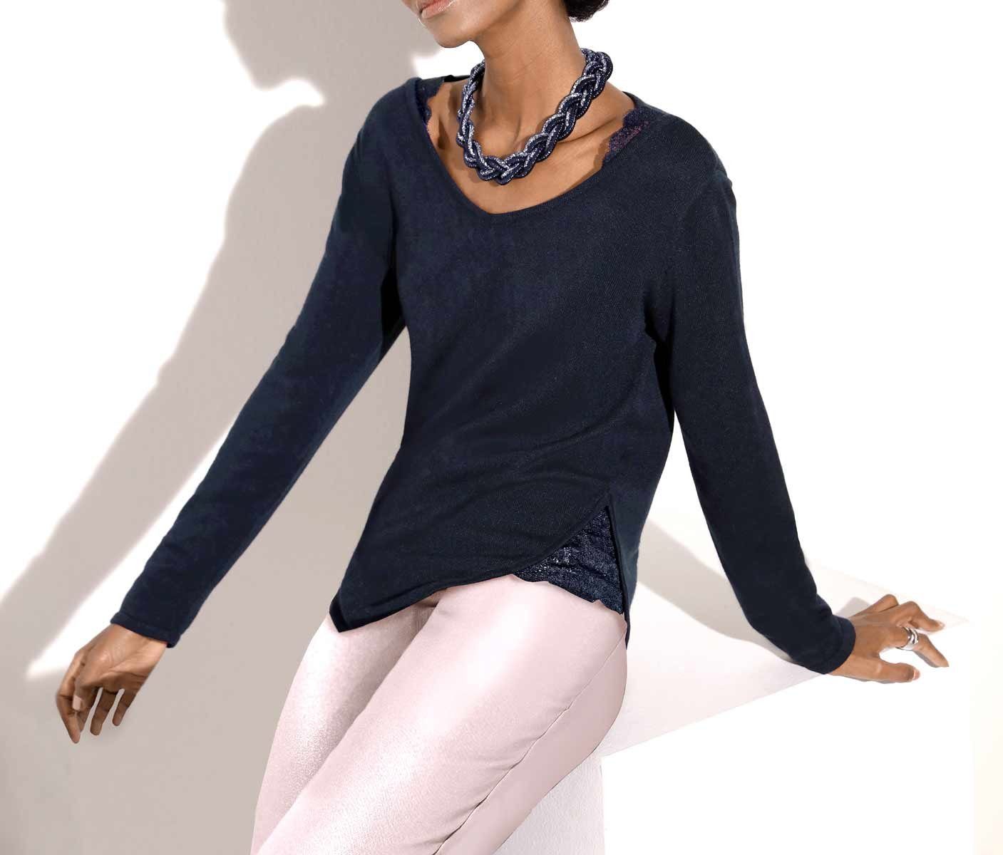 Creation L Longpullover CrÉation L Damen Pullover Mit Seide U Spitze