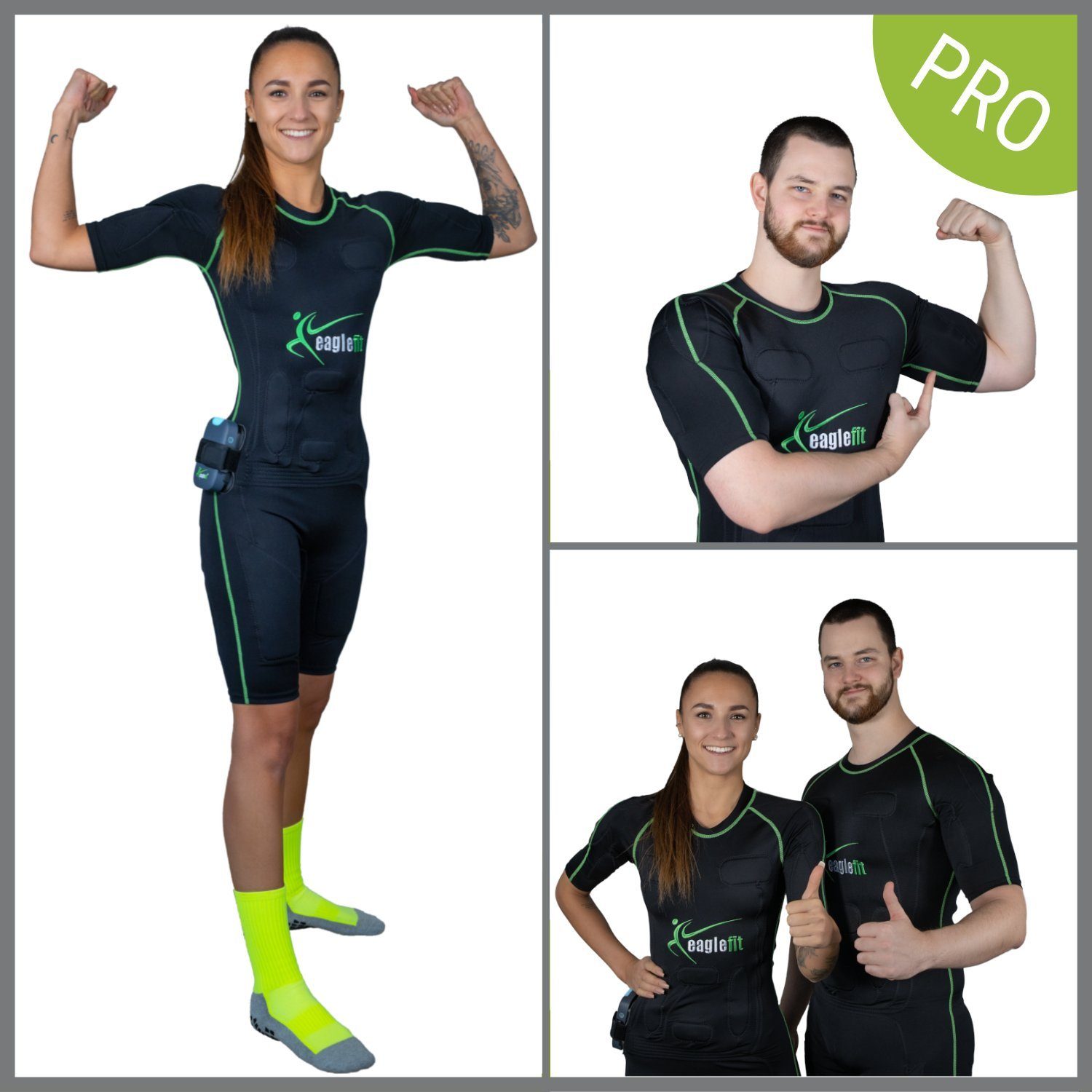 eaglefit® EMS-Gerät PRO EMS Anzug, Komplettsystem, 24 Elektroden, kabelloses EMS-Training, (1 ...