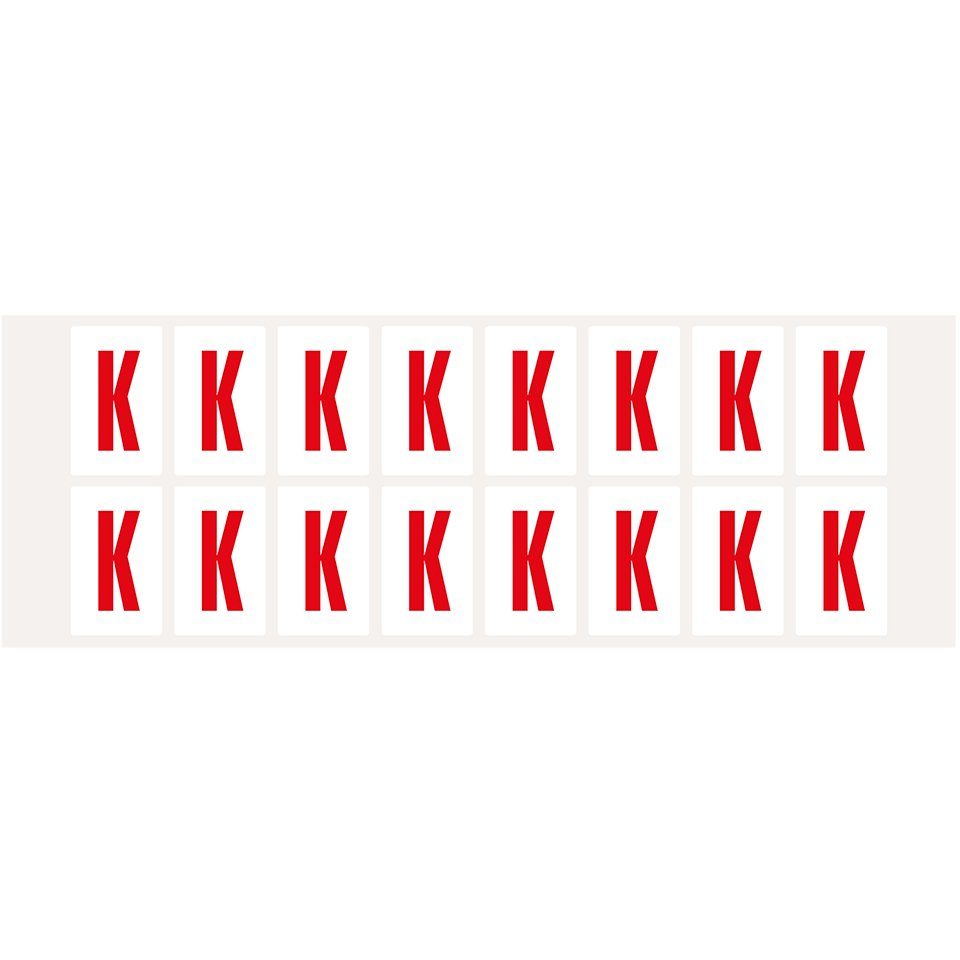König Werbeanlagen Hinweisschild Buchstabe K, weiß/rot, Folie, Schrifthöhe 25mm, 320 Stück/Pack