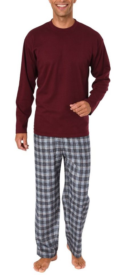 Normann Pyjama Herren Schlafanzug Lang Mit Flanell Hose Auch In