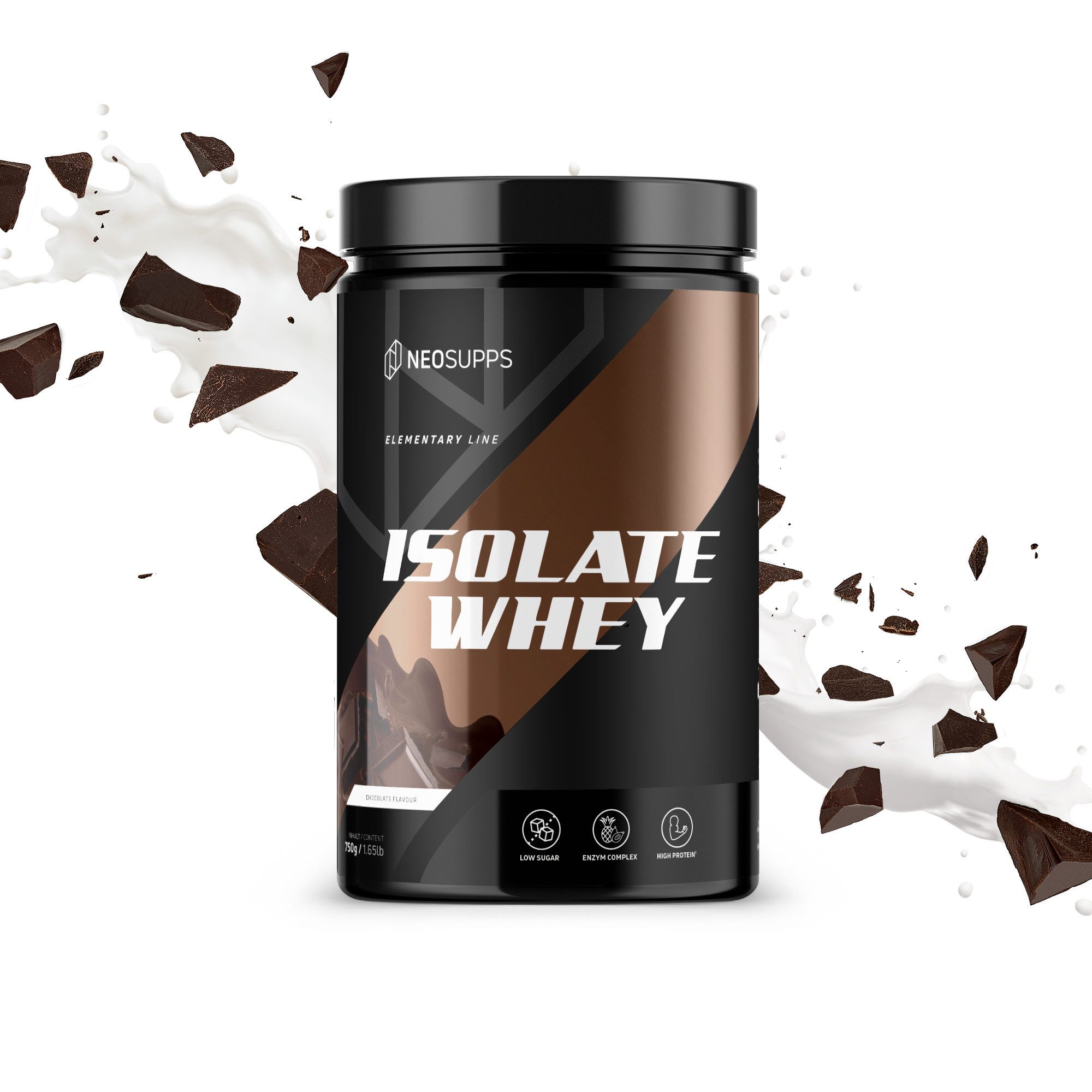 Neosupps Isolate Whey Protein Pulver 750g, Chocolate, 25g Protein pro ...