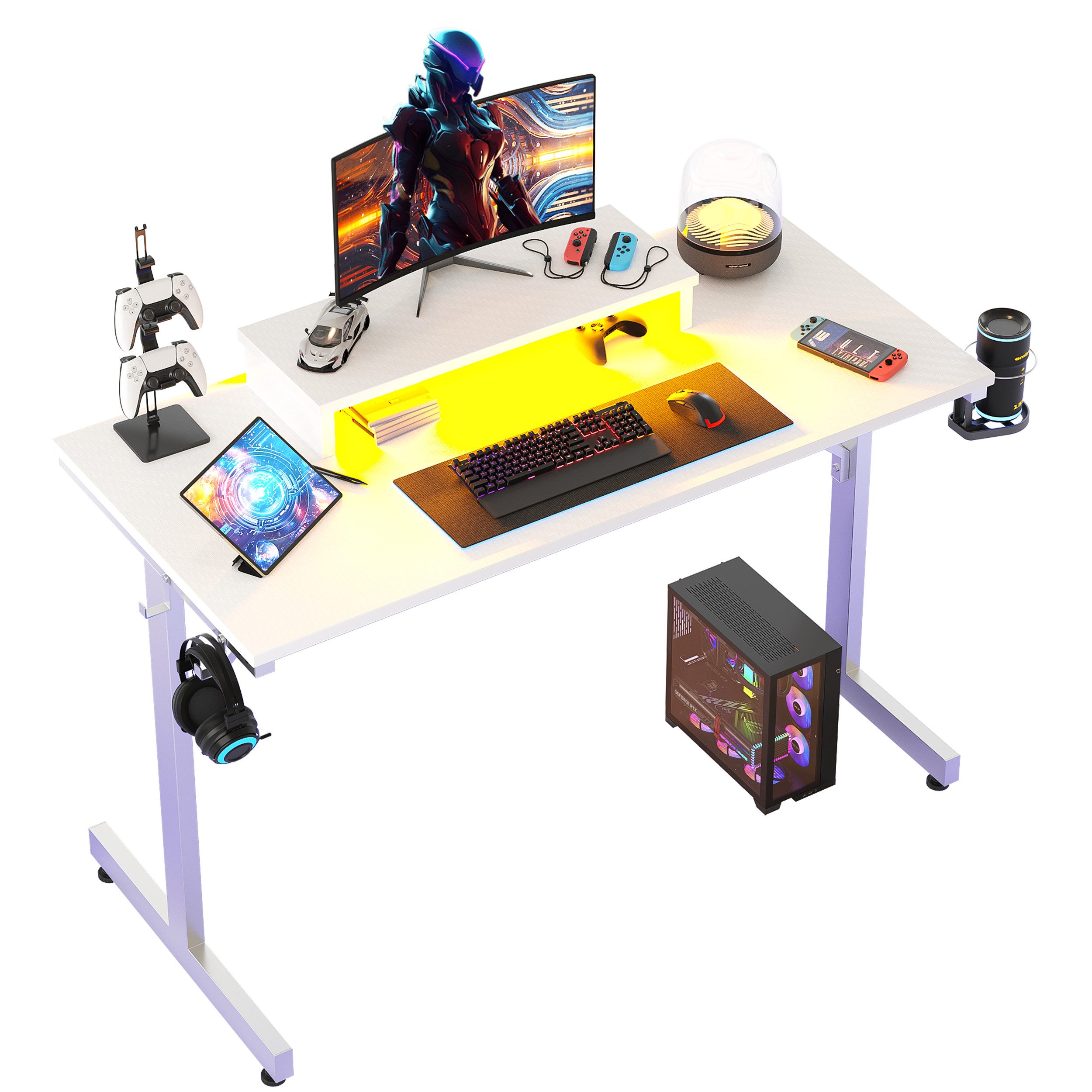 Bestier Gamingtisch 106cm Gaming Schreibtisch mit RGB-LED, 106cm ...