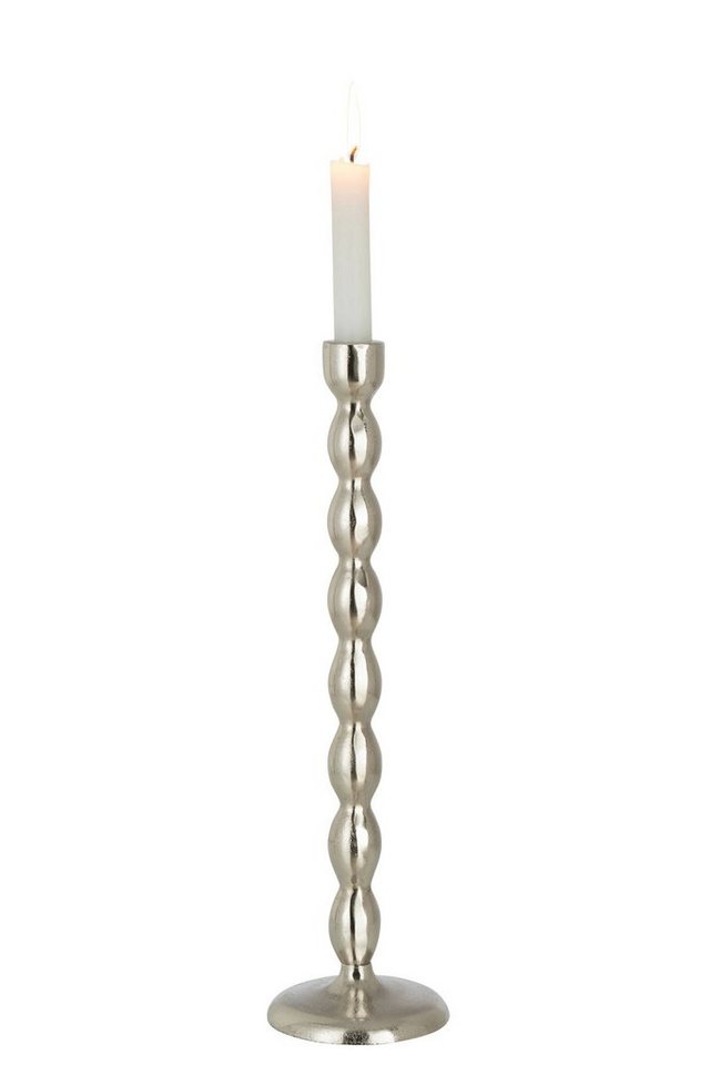 Gilde Dekoobjekt Set Von 4 Matten Kugel Kerzenhalter Aluminium Silber