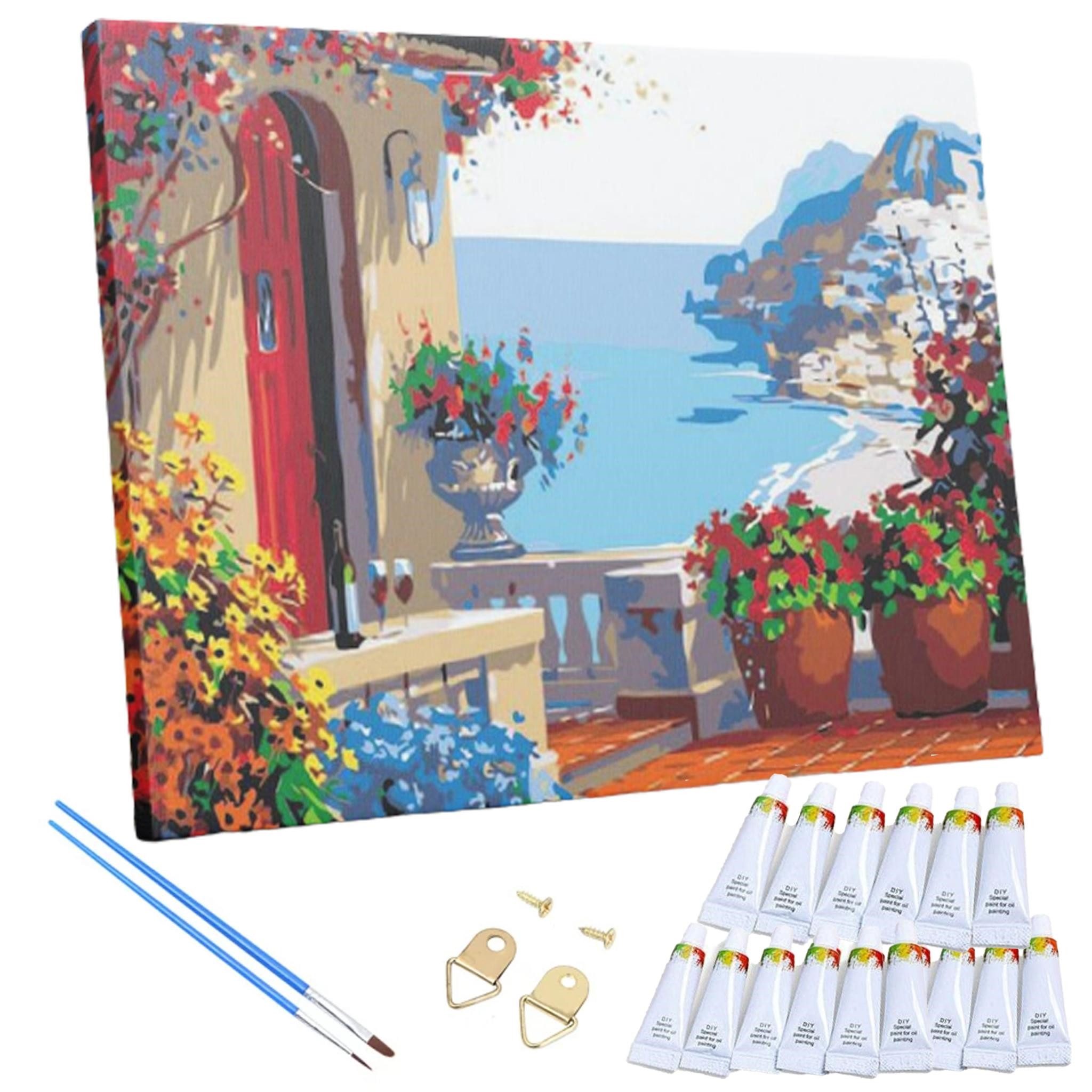 LA CUTE Malen nach Zahlen Meerblick Malset – Kreatives Malen nach Zahlen mit Rahmen 30x40cm ...