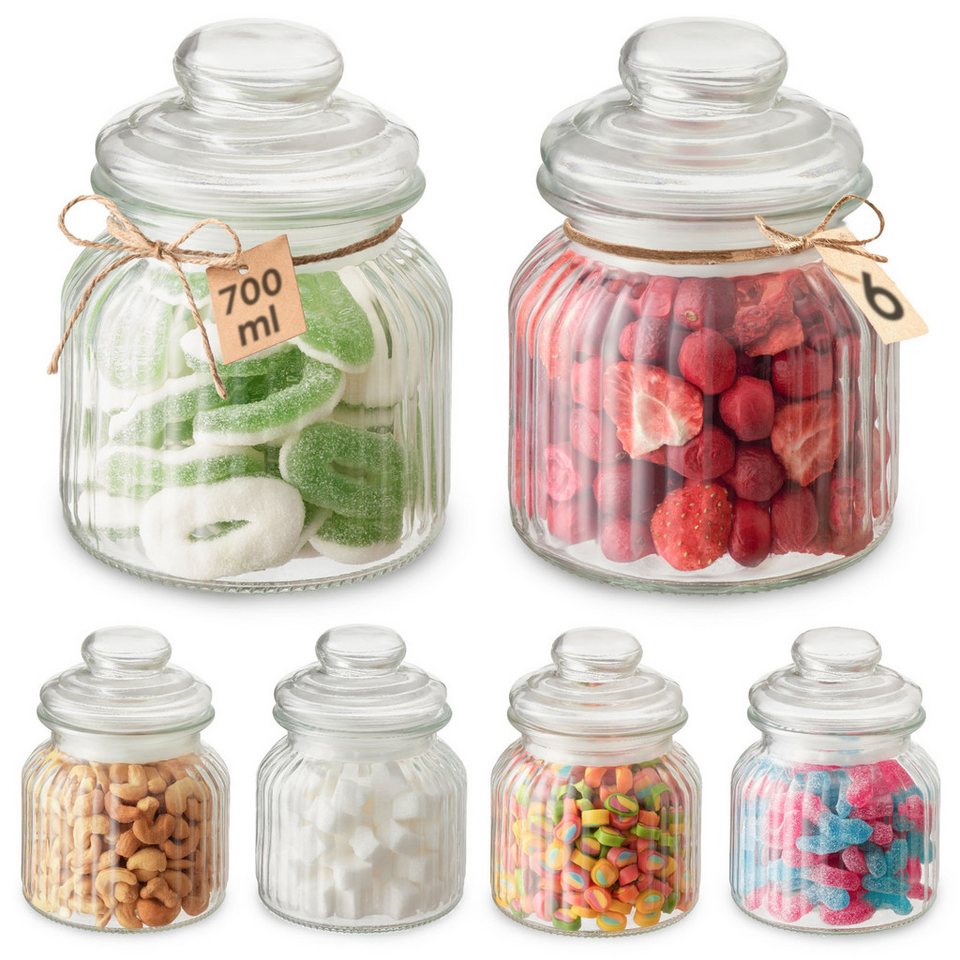 Praknu Vorratsglas Praknu 6 Vorratsgläser Set 700ml Glas Glas Set 6