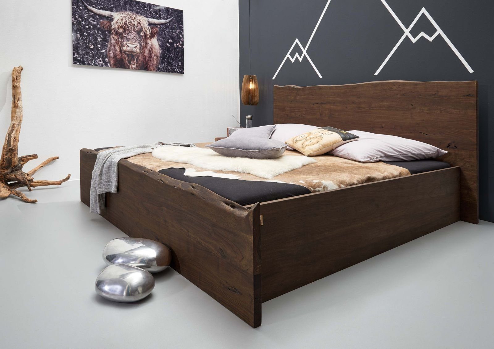 Massivmoebel24 Massivholzbett Pure Acacia Bett Aus Robustem
