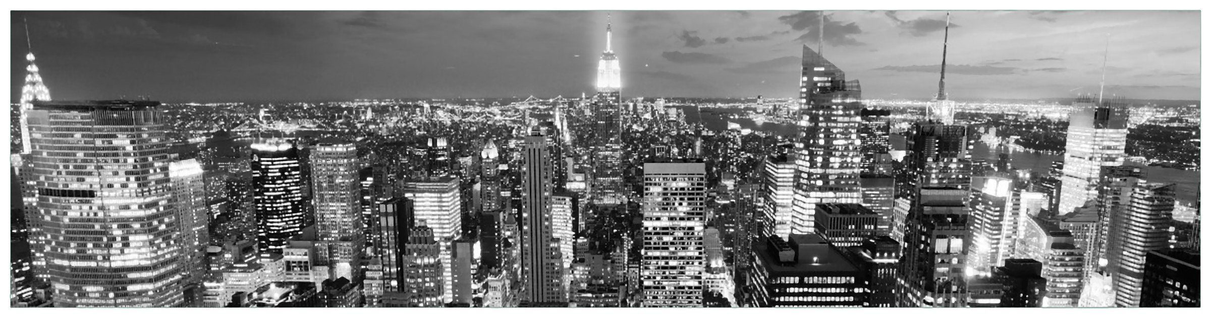 Wallario Küchenrückwand New York Bei Nacht Panoramablick über Die