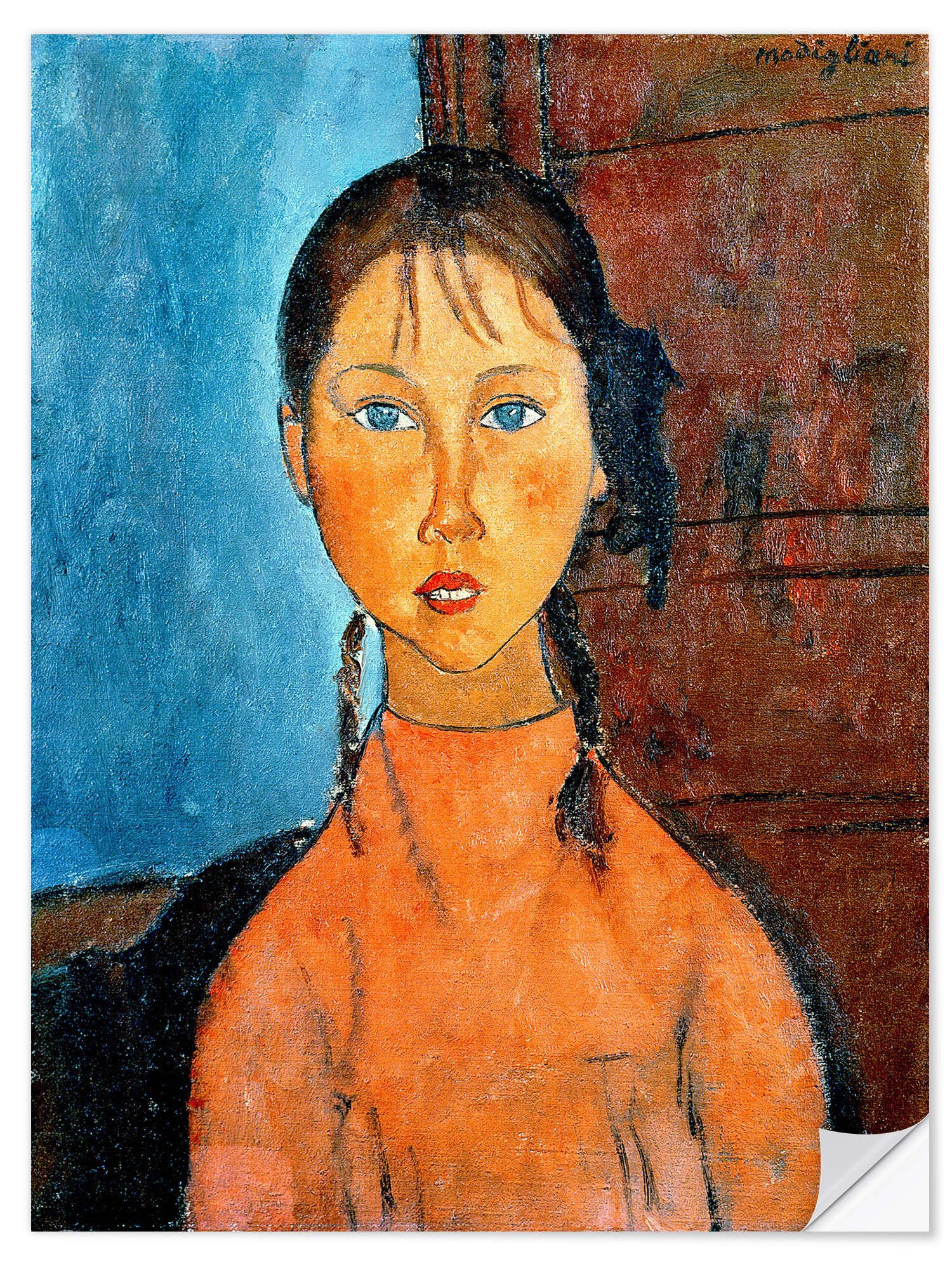 Posterlounge Wandfolie Amedeo Modigliani Mädchen Mit Zöpfen Malerei