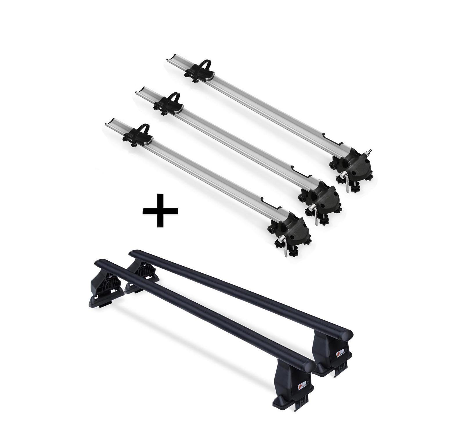 VDP Dachträger, 3x Fahrradträger Bike Pro + Dachträger Menabo Tema Stahl kompatibel mit BMW X1 ...