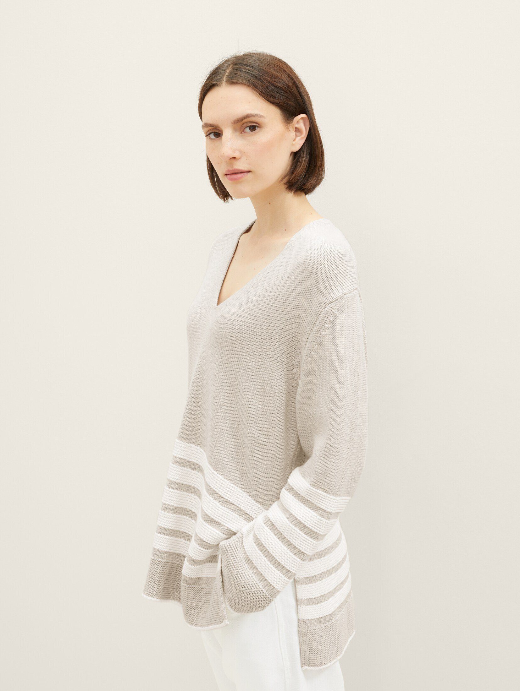 Tom Tailor Strickpullover Strickpullover Mit V Ausschnitt Unser Model
