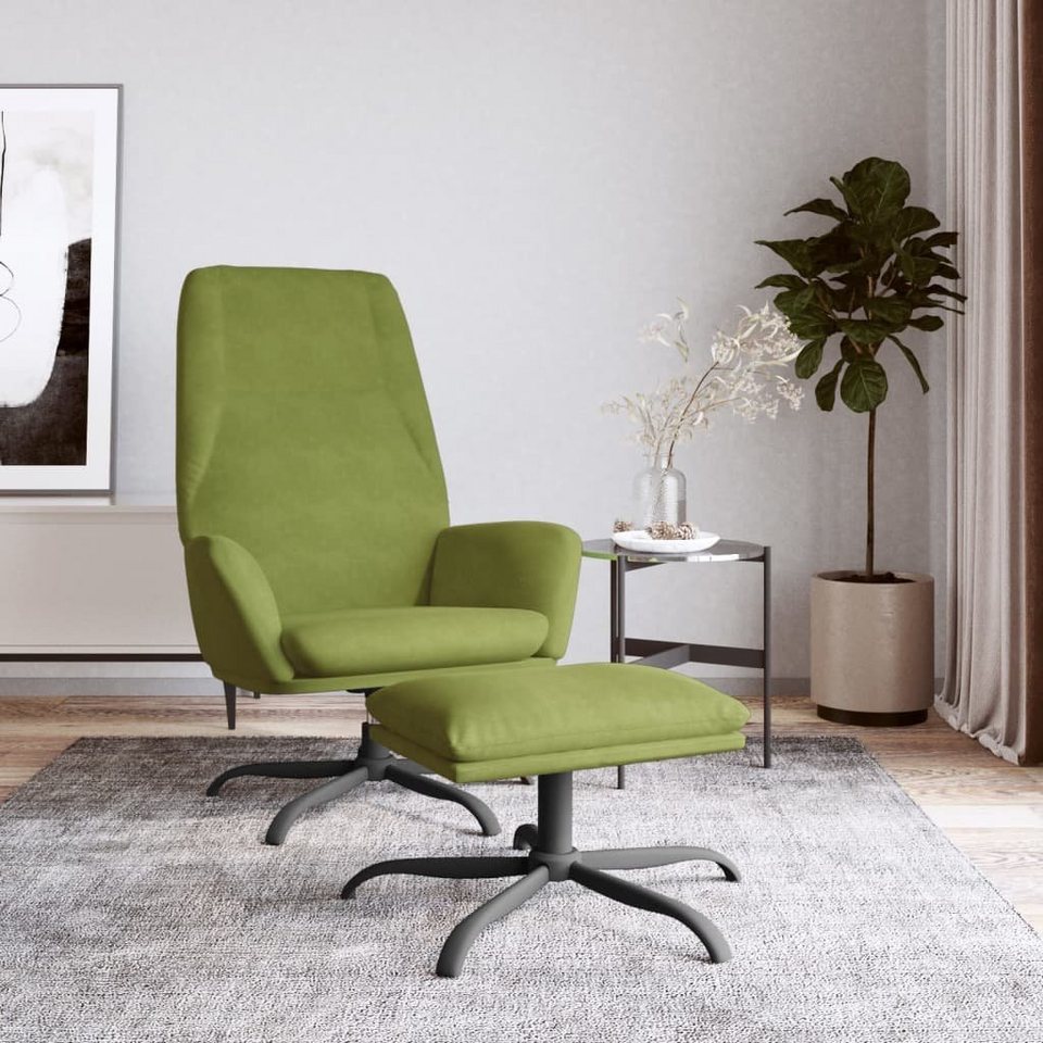 Vidaxl Sessel Relaxsessel Mit Hocker Hellgrün Samt 1 St