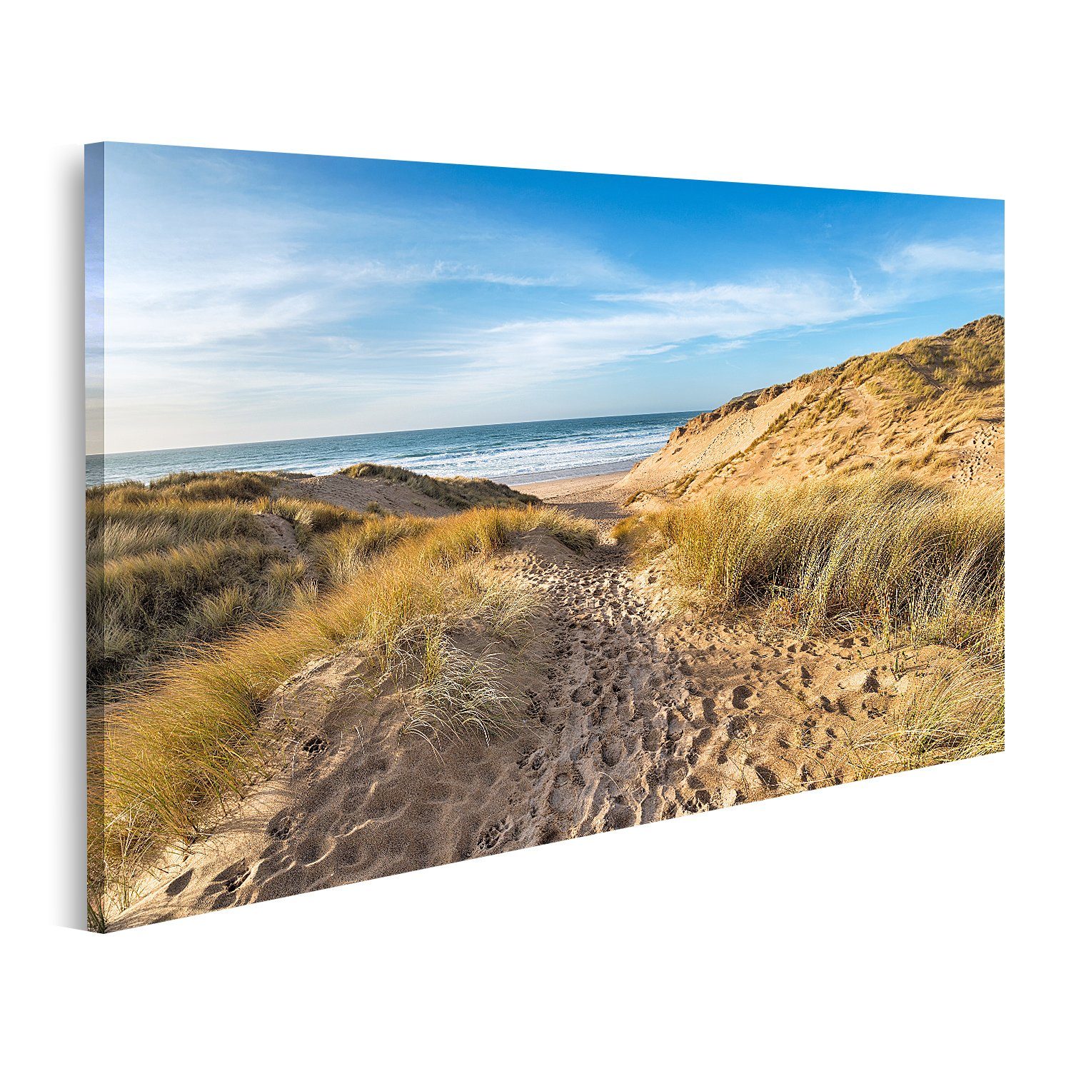 islandburner Leinwandbild Bild auf Leinwand Pfad Sand Dünen Holywell Bay Sandstrand Wandbild Pos