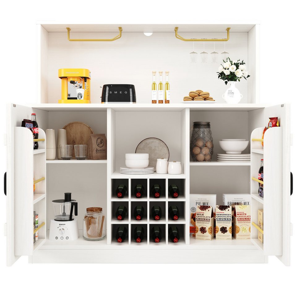 Okwish Sideboard Mit Holzmaserung Verstellbaren Regalen Anrichte