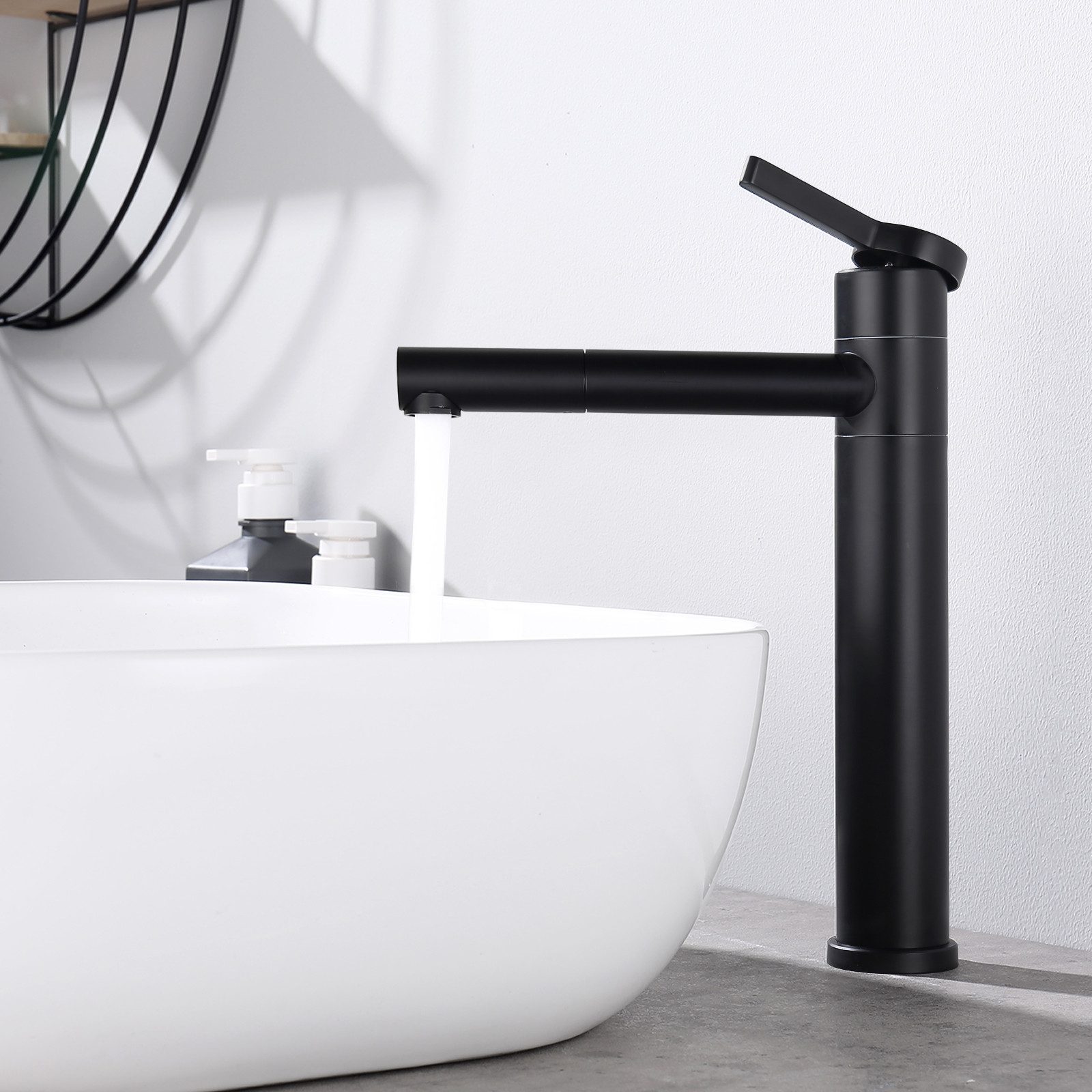 HOMELIVE Badarmatur Badezimmer Waschtischarmatur um 360° drehbarer hoher Mischbatterie ...