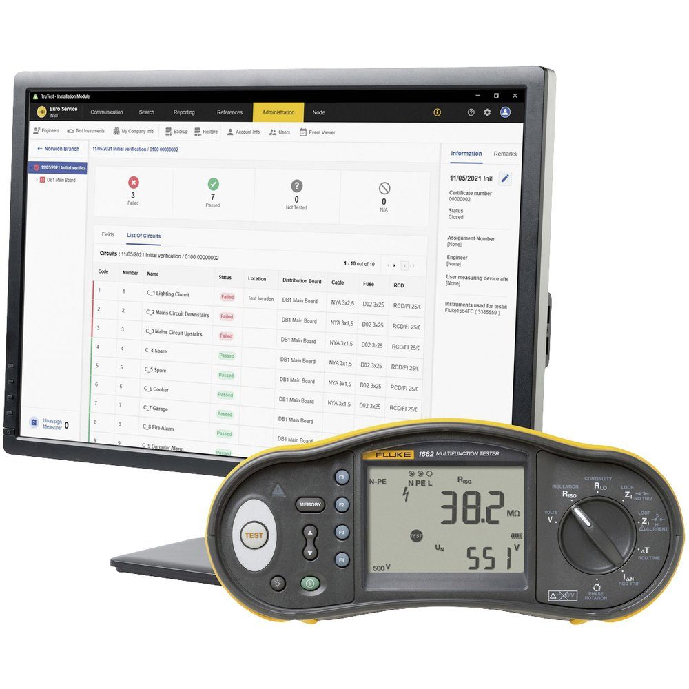 Fluke Spannungsprüfer Fluke FLUKE 1663 DE KIT Installationstester-Set ...