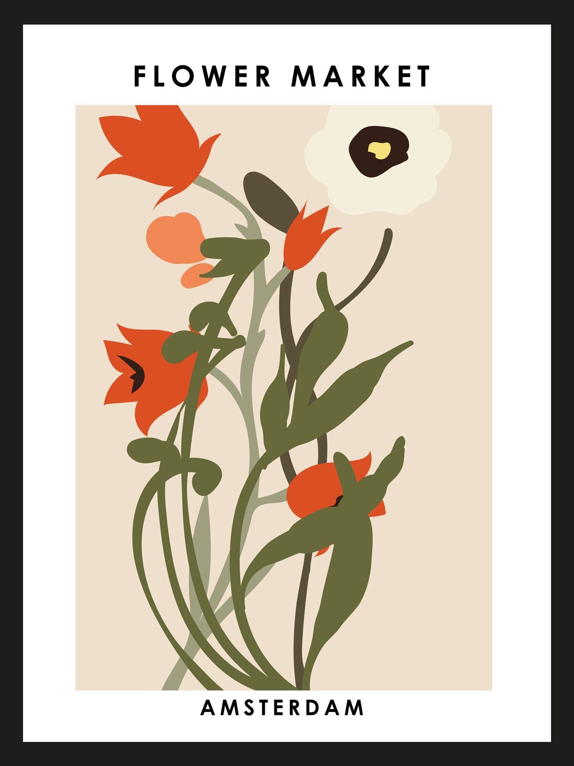 queence Bild mit Rahmen Flower Market Amsterdam - Gerahmter Digitaldruck - Wandbild, Blumen (1 ...