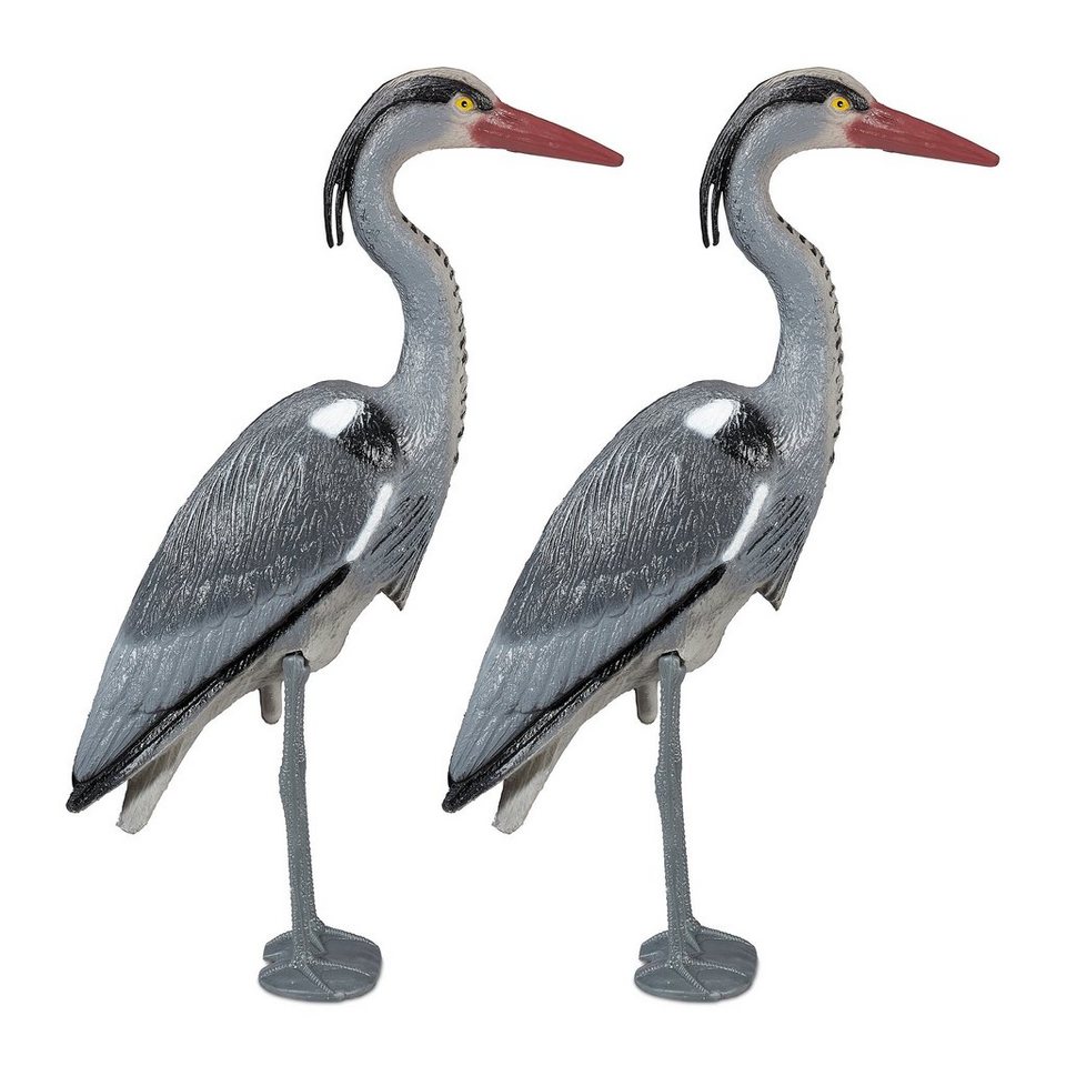 Relaxdays Gartenfigur Reiher Gartenfigur Im 2er Set