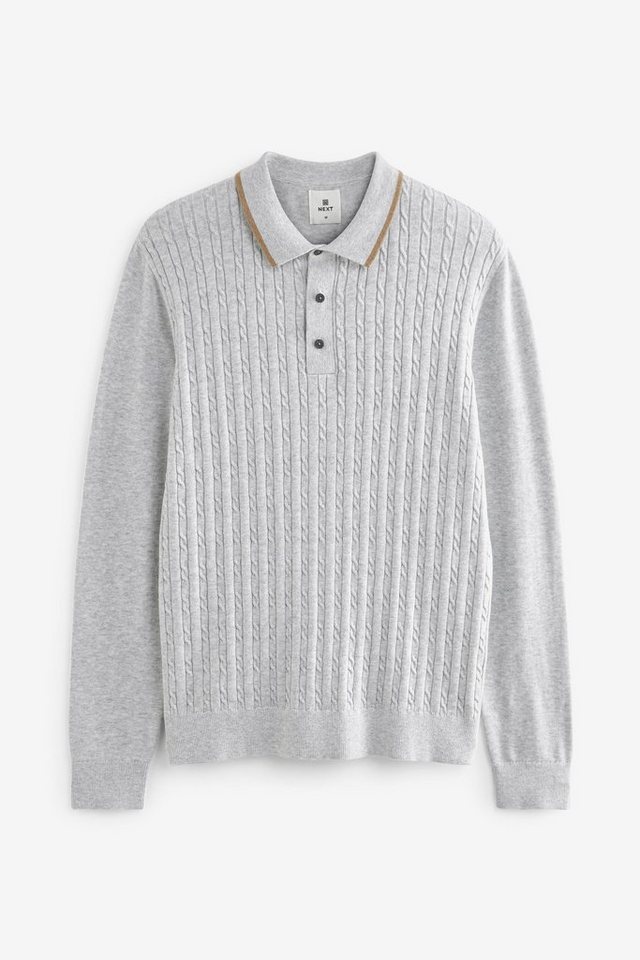 Next Polokragenpullover Langarm Poloshirt Mit Zopfmuster Und