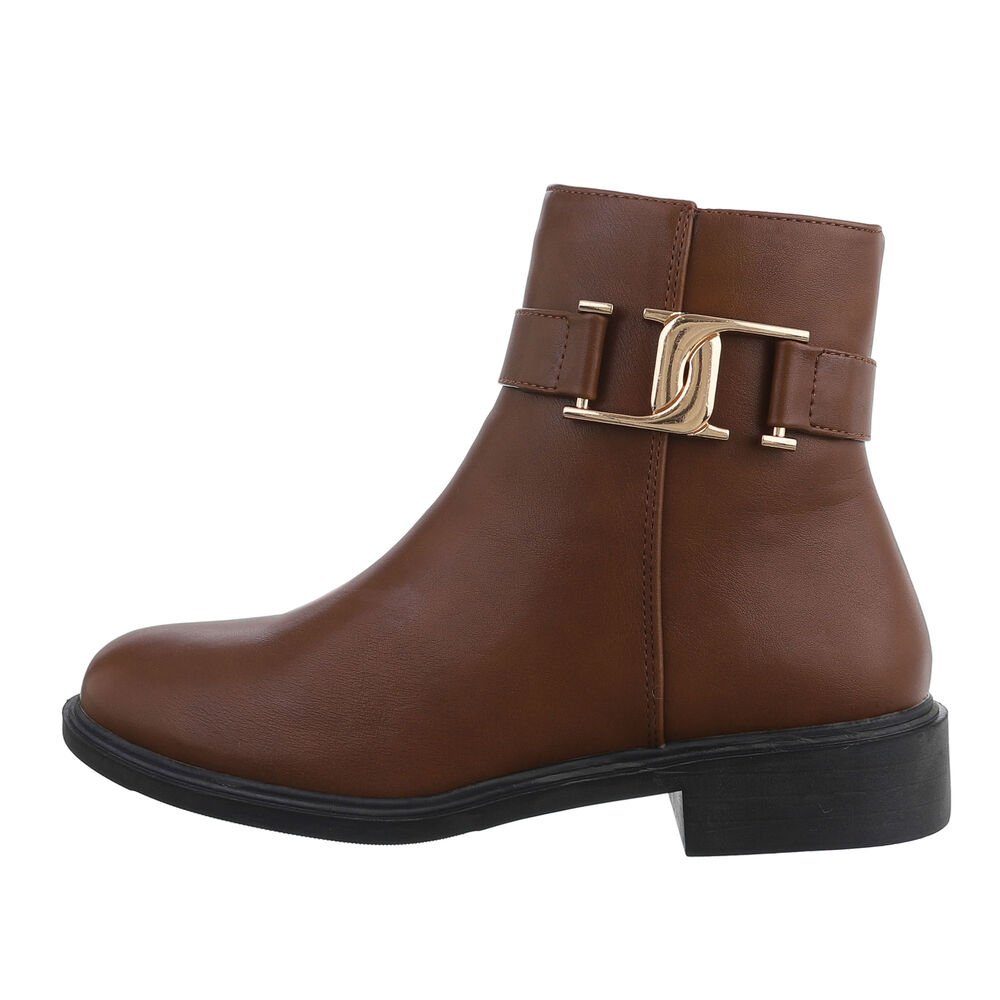 Ital Design Damen Elegant Stiefelette Blockabsatz Flache Stiefeletten