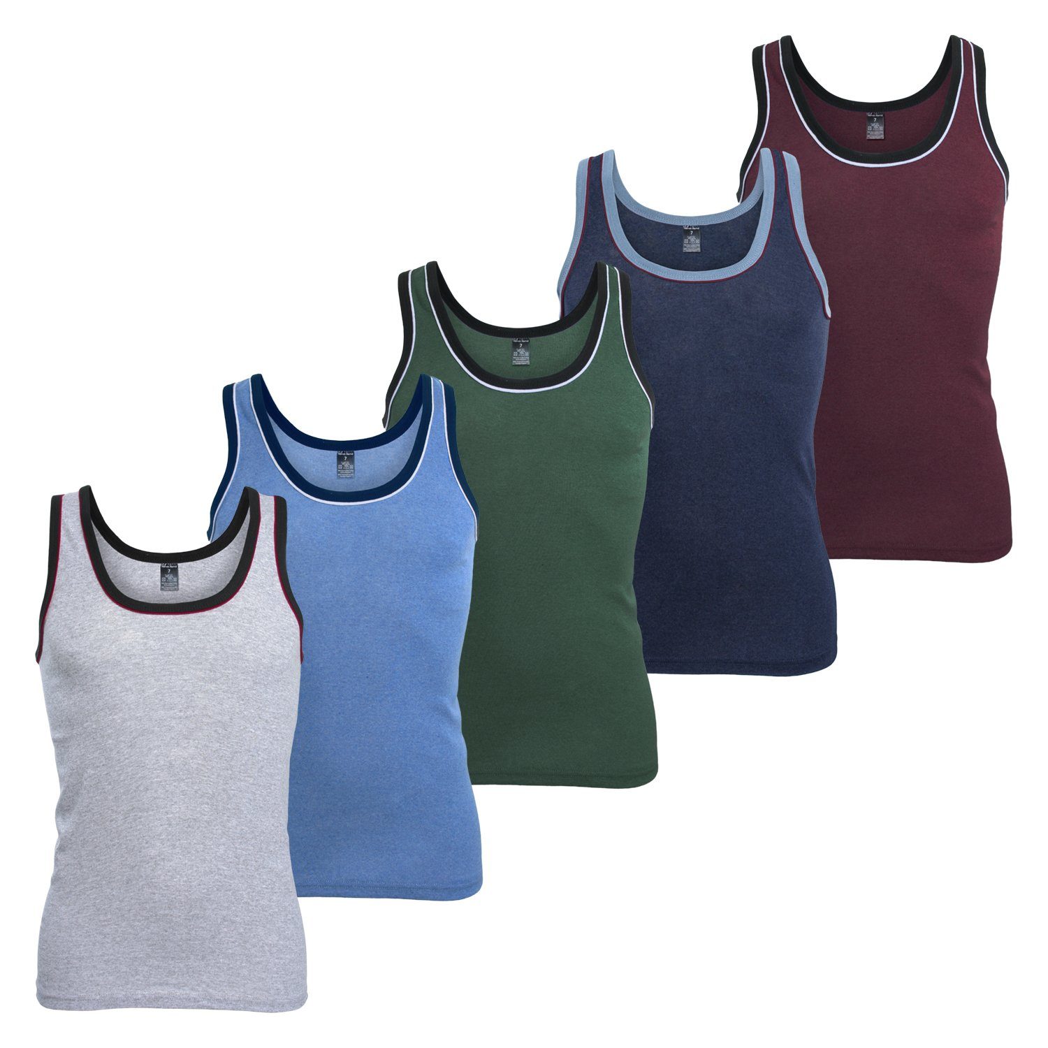 MT Unterhemd Herren Melange Tank-Top (5er Pack) Baumwoll Unterhemden
