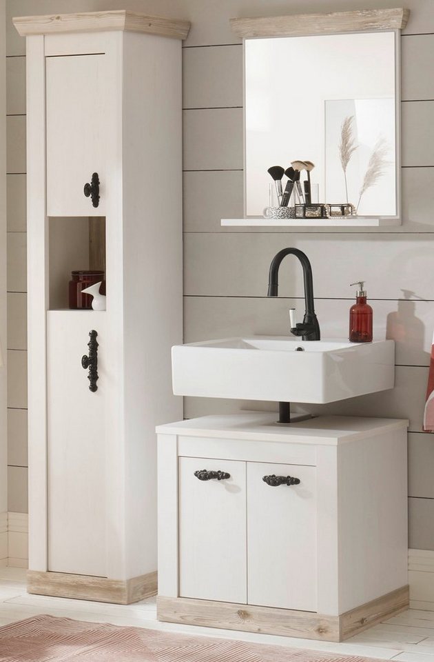 Furndesign Badmöbel Set Rovola In Pinie Weiß Mit Oslo Pinie 3 St