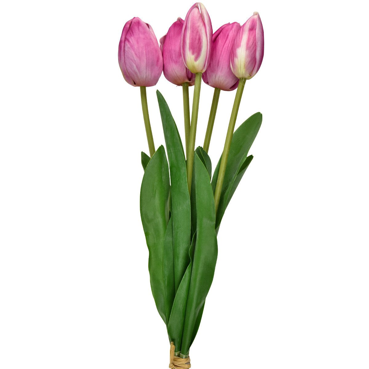 Kunstblume Rosa Tulpen Kunstblumen Deko Real Touch Frühling 49cm 5er