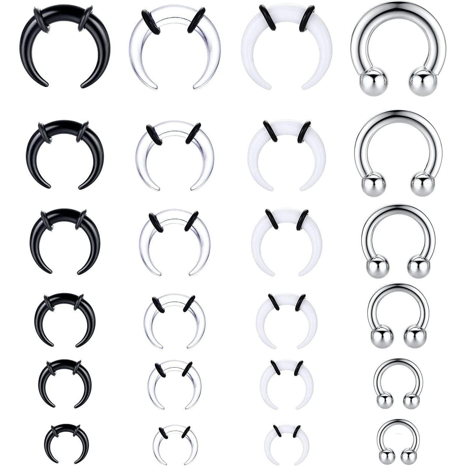 Diamday Piercing-Set 24 Stück Acryl Pincher Tapers Septum Ringe ...