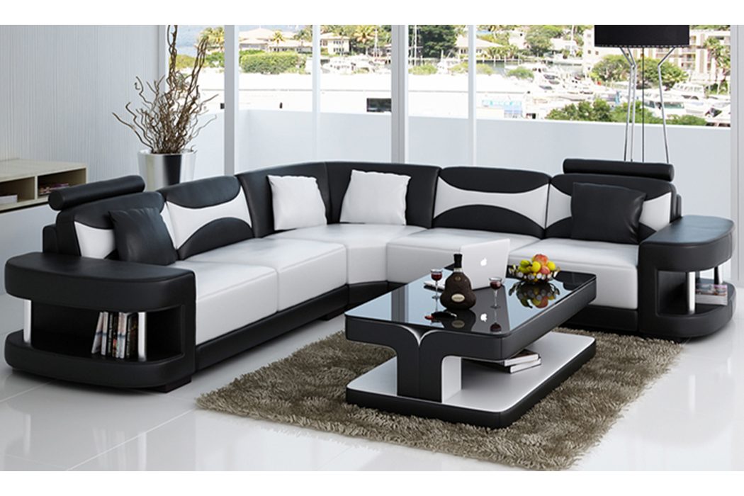 JVmoebel Ecksofa, Design Ecksofa Leder Sofa Couch Polster Eck Sitz ...