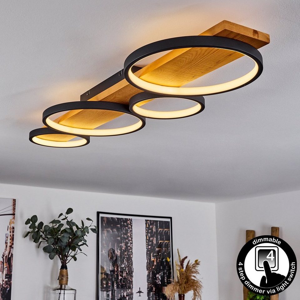 Hofstein Deckenleuchte Caces Dimmbare Deckenlampe Aus Metallholz In