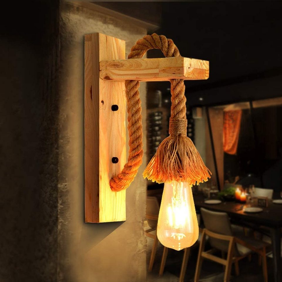 Zmh Wandleuchte Zmh Retro Wandleuchte Innen Aus Holz Vintage Wandlampe