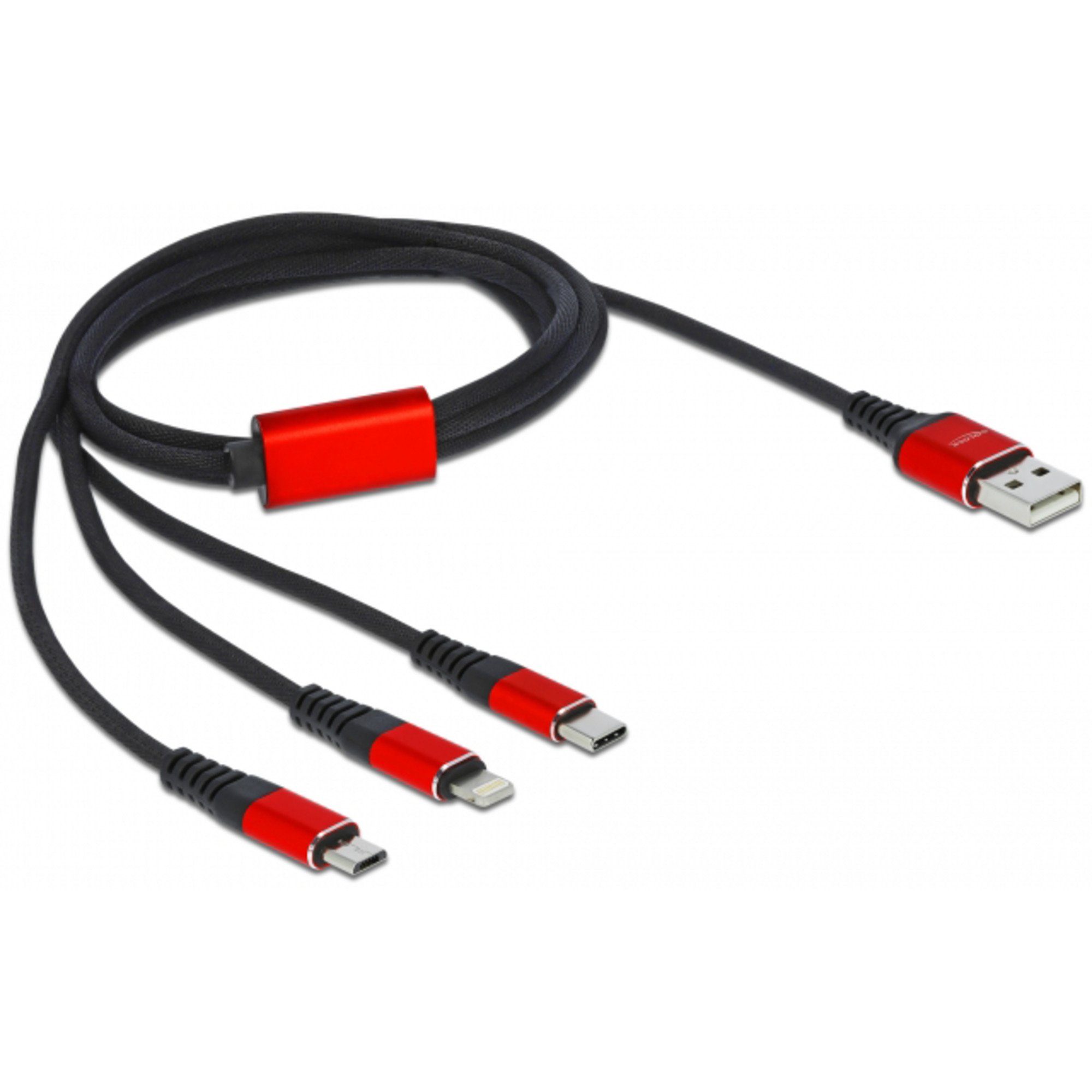 Delock USB Ladekabel, USB-A Stecker > 2x USB-C + Lightning Stecker ...