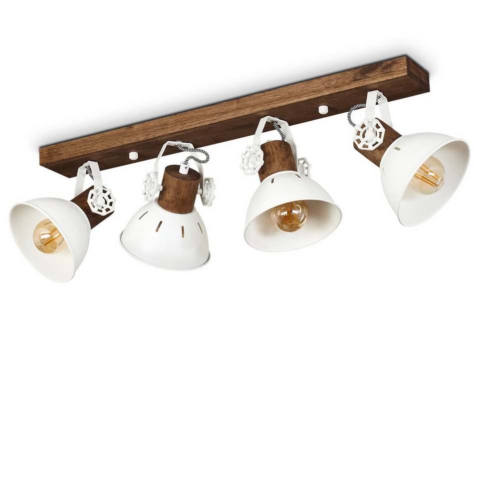 Hofstein Deckenleuchte Cotes Deckenlampe Aus Metallholz In Weiß