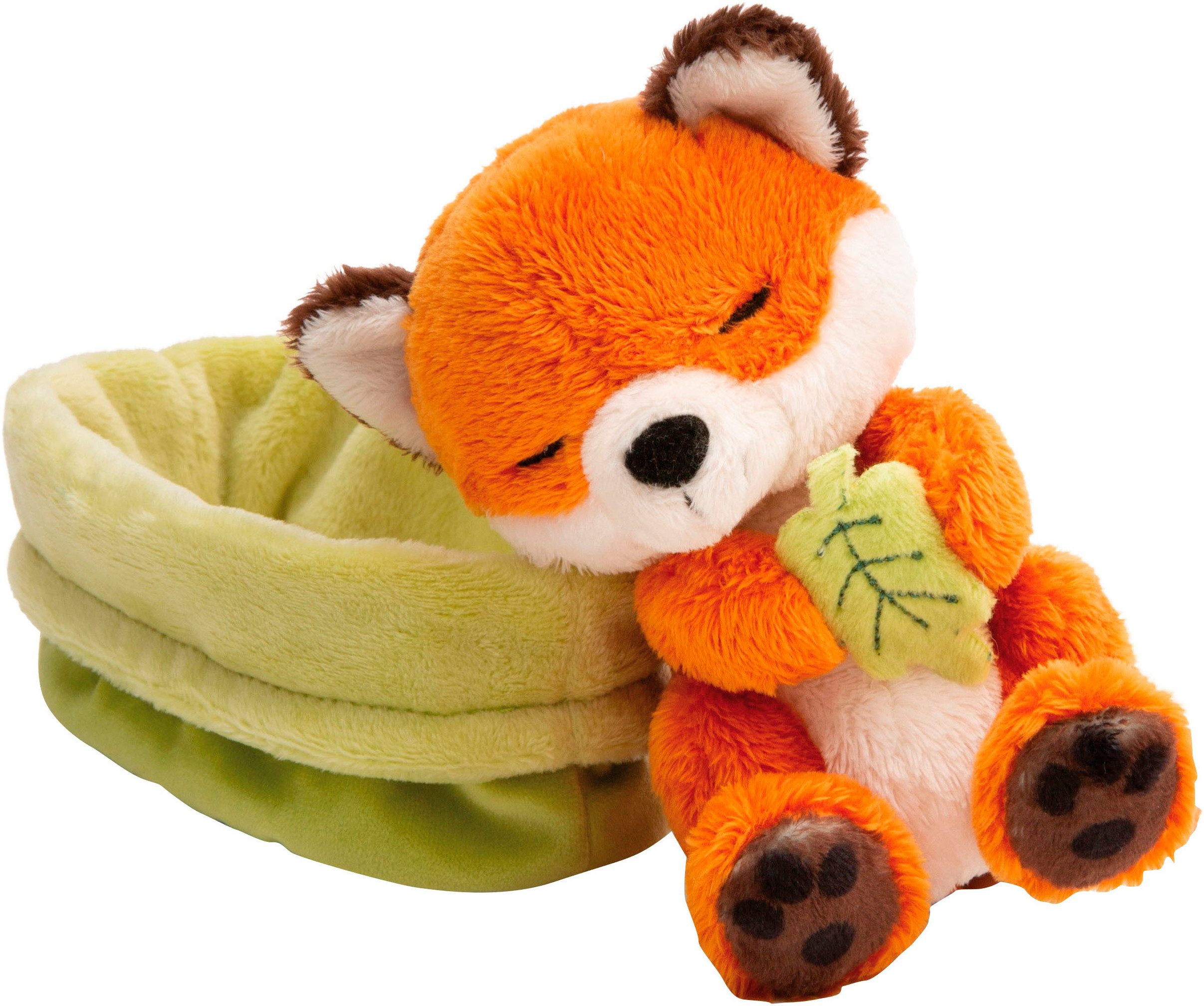 Nici Kuscheltier Sleeping Pets GREEN, Fuchs mit Blatt 12 cm schlafend ...