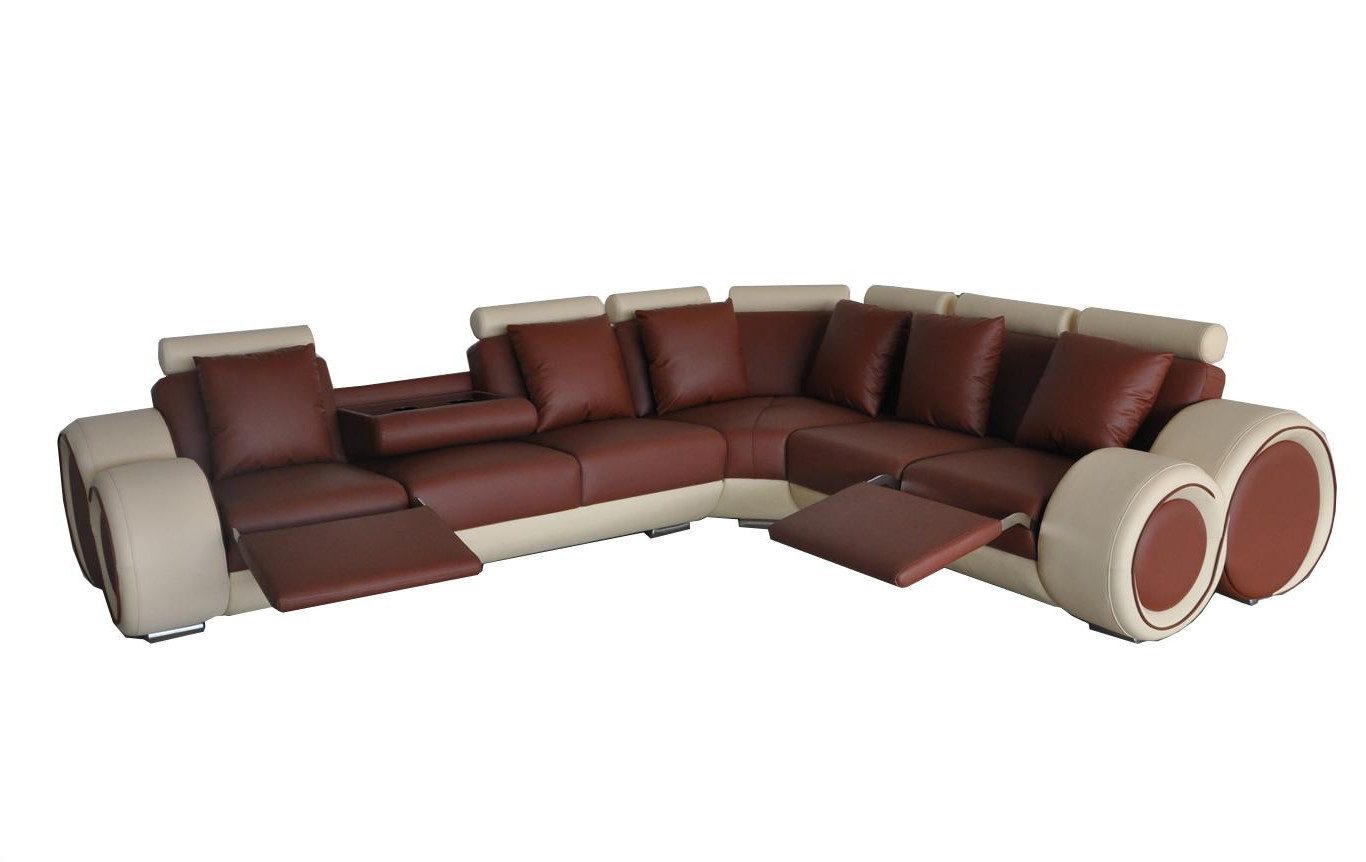 JVmoebel Ecksofa Leder Sofa mit USB-Polsterung und modernem Design in U ...