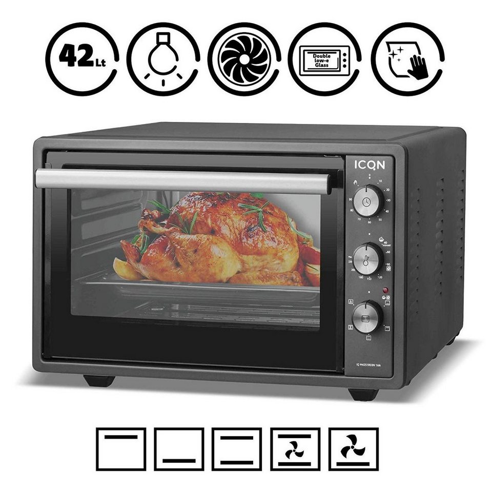 Komfortec Minibackofen, Oberhitze, Unterhitze, Grill und Heißluft, 42 l ... Komfortec Minibackofen, Oberhitze, Unterhitze, Grill und Heißluft, 42 l ...