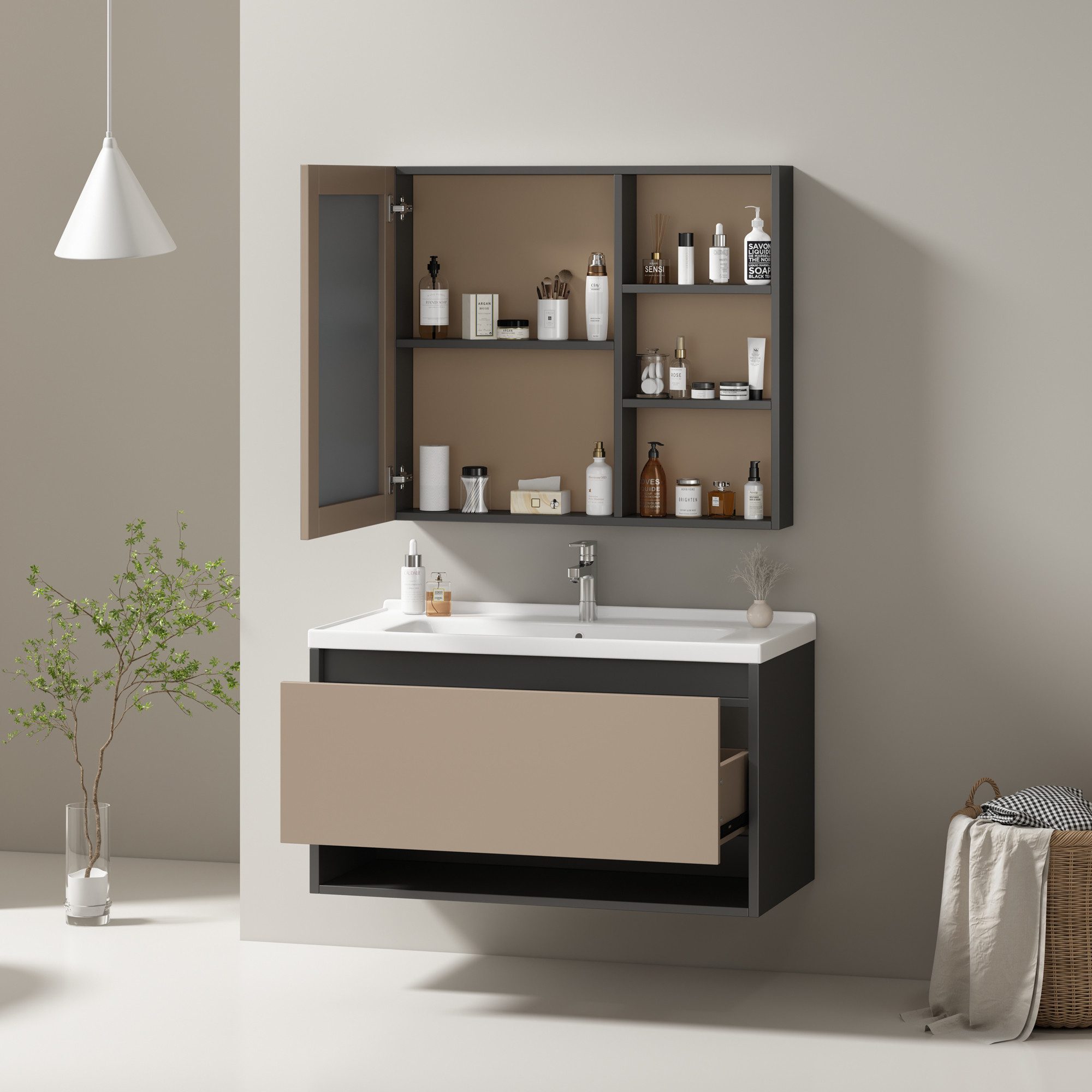 Sweiko Waschbeckenunterschrank Badezimmer Badmöbel Set