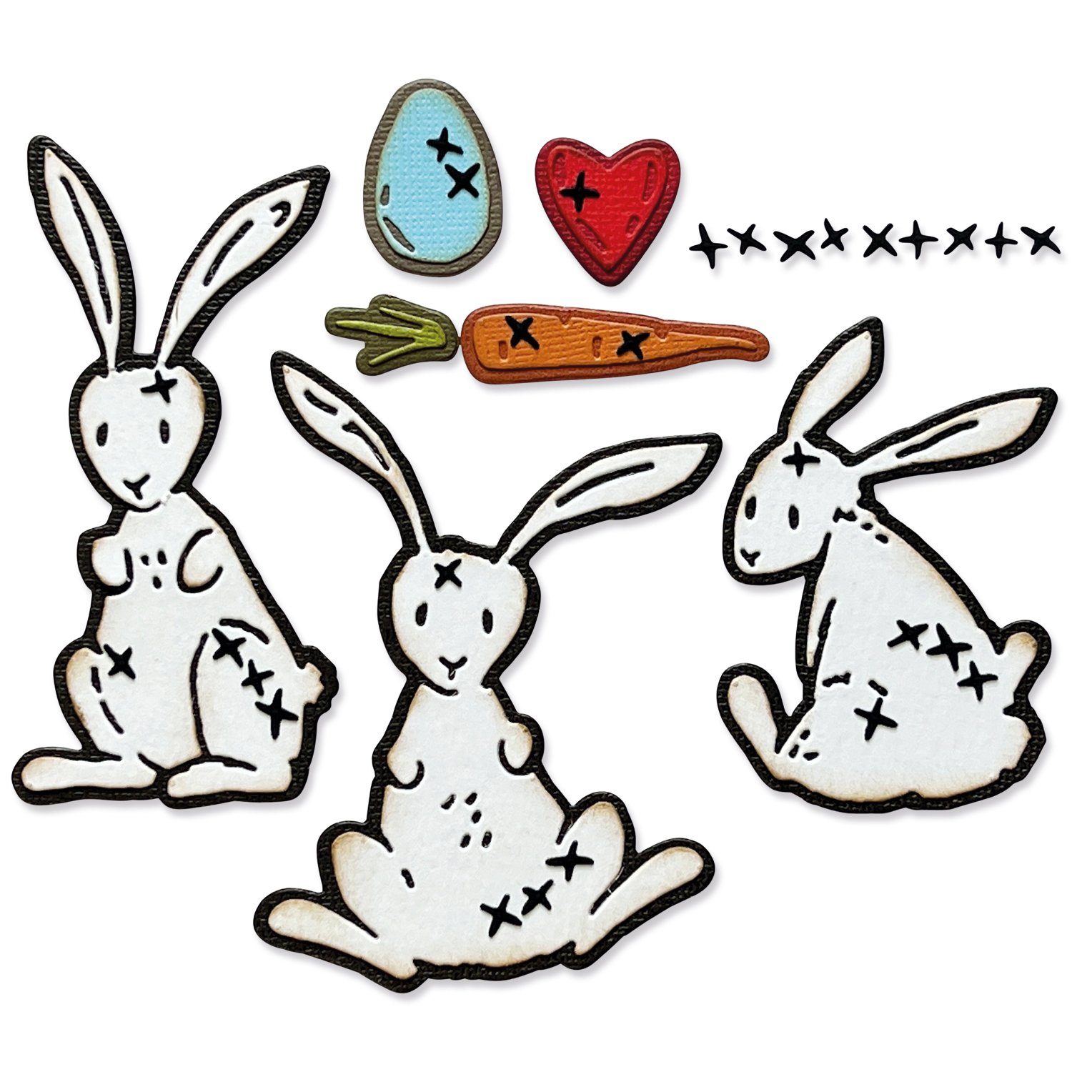 Sizzix Motivschablone Thinlits Stanzschablone Bunny Stitch by Tim Holtz, 15 Teile