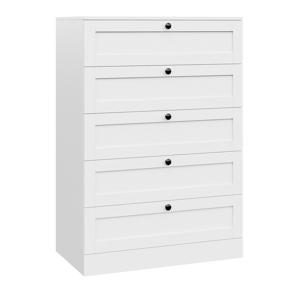 Homecho Kommode Weiß Mit 5 Schubladen Modern Sideboard Für Wohnzimmer